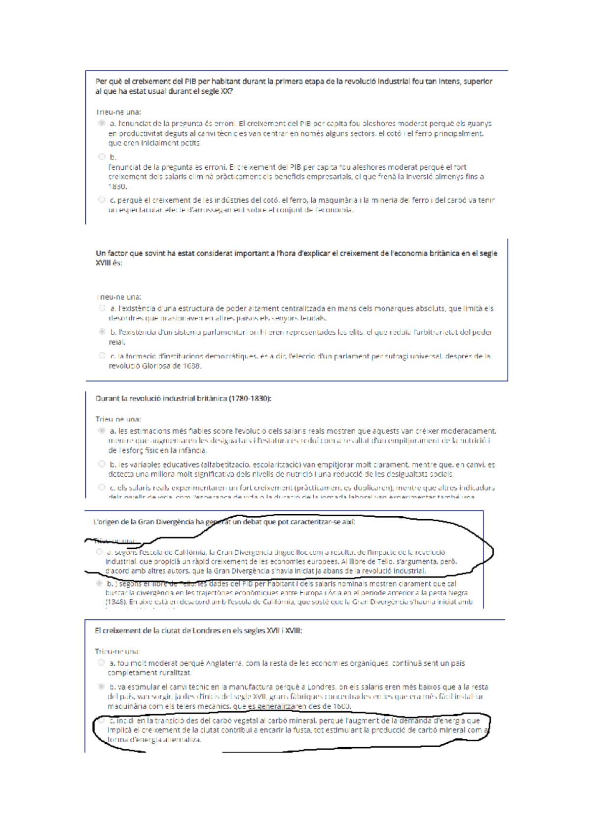 Questionaris tema 1,2 historia - Història econòmica - La C - Studocu