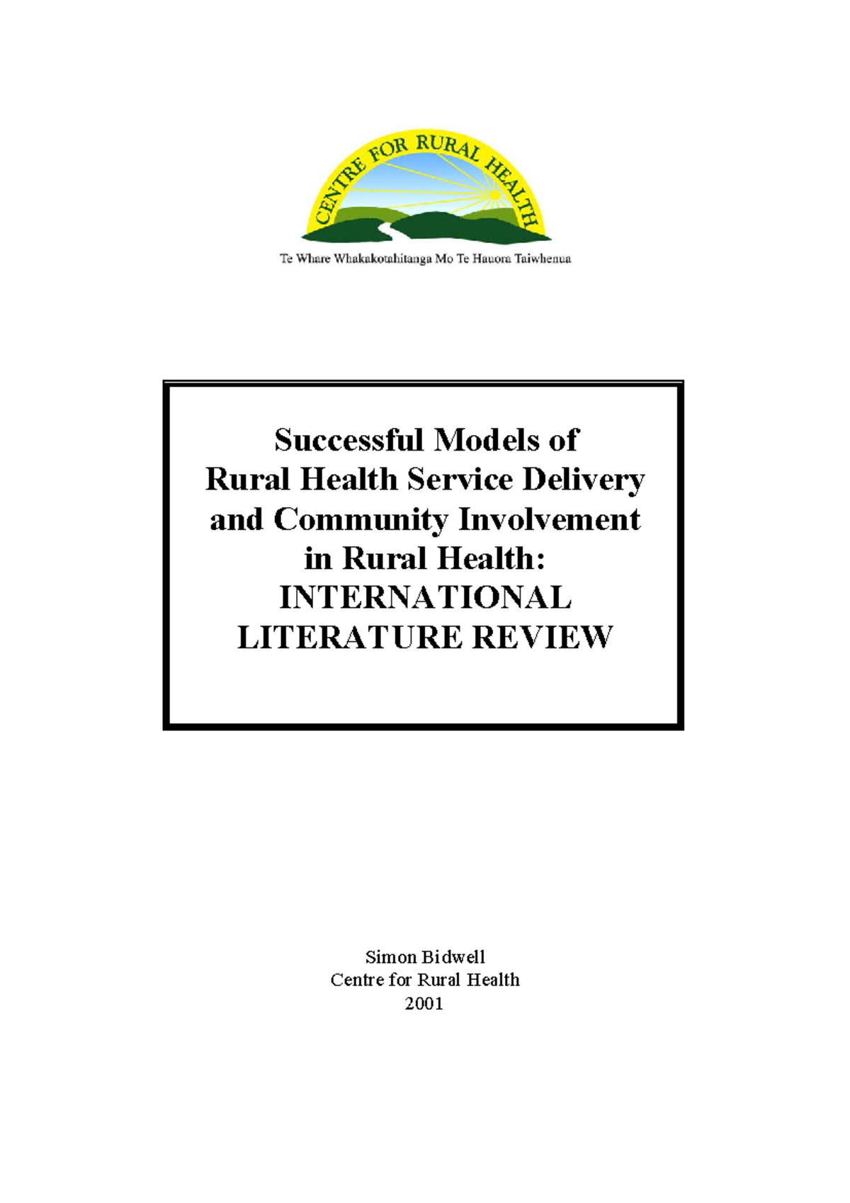 Successful models of rural health servic - Successful Models of Rural ...