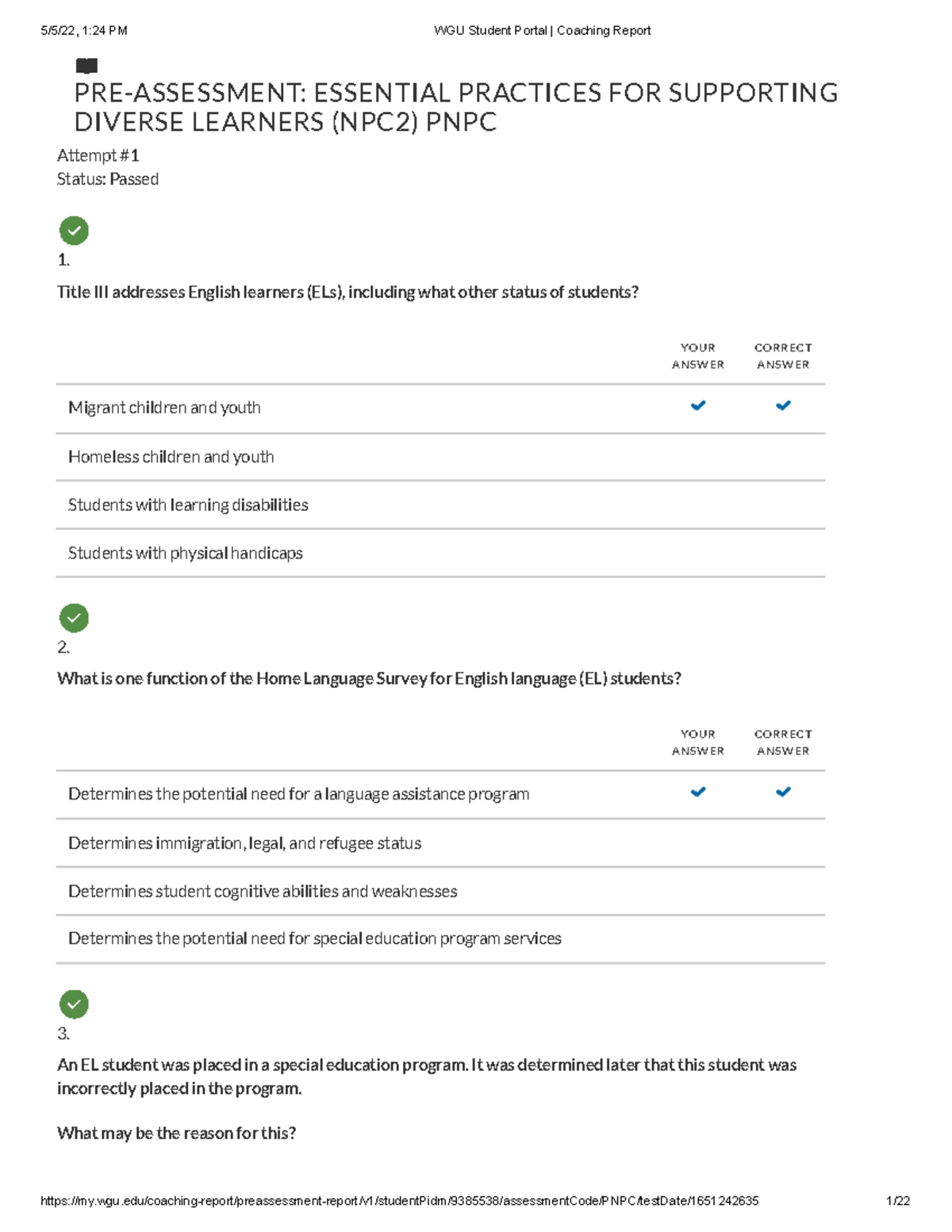 D169 Pre-Assessment Coaching Report - PRE-ASSESSMENT: ESSENTIAL ...