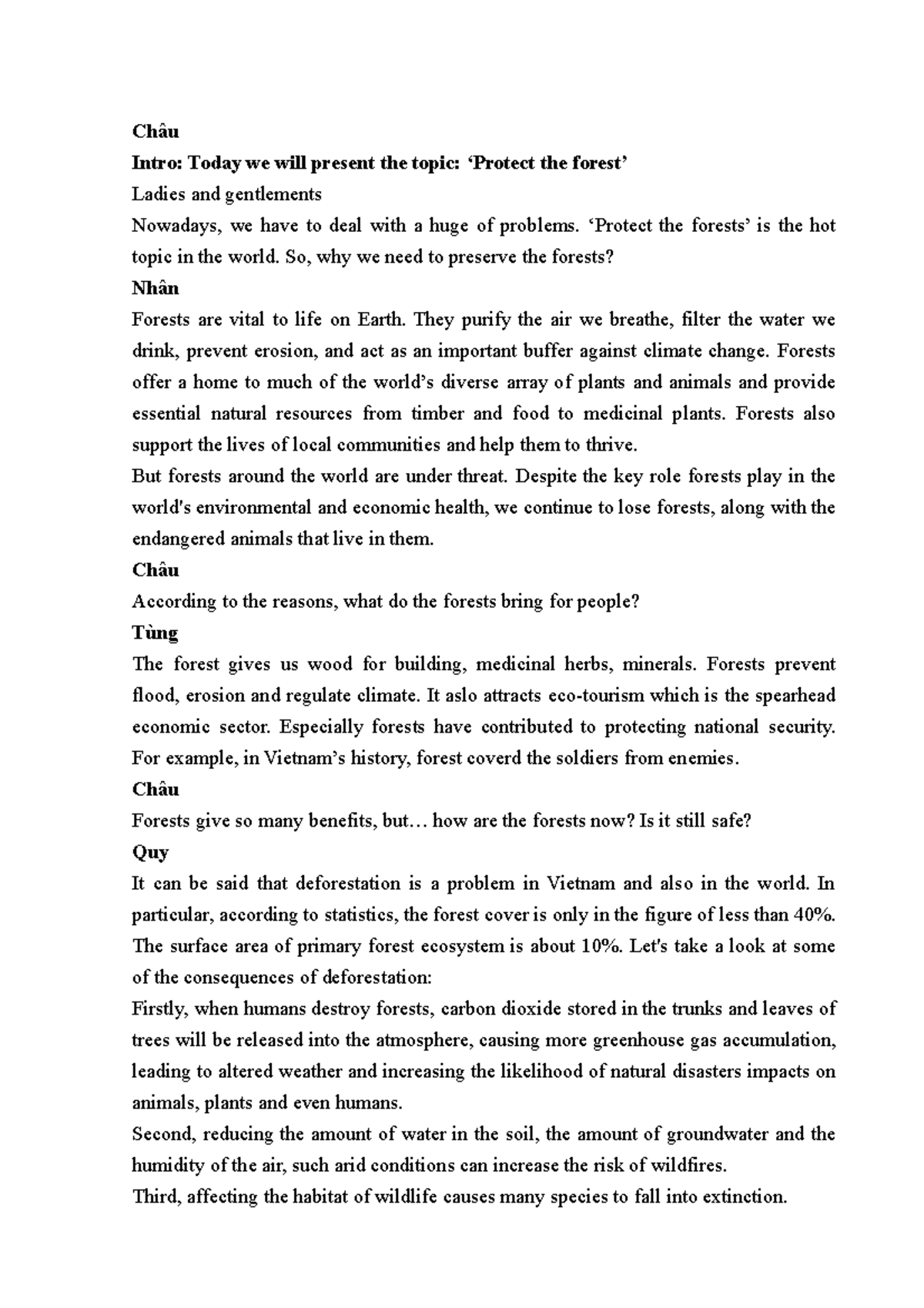 E - essss - Châu Intro: Today we will present the topic: ‘Protect the ...