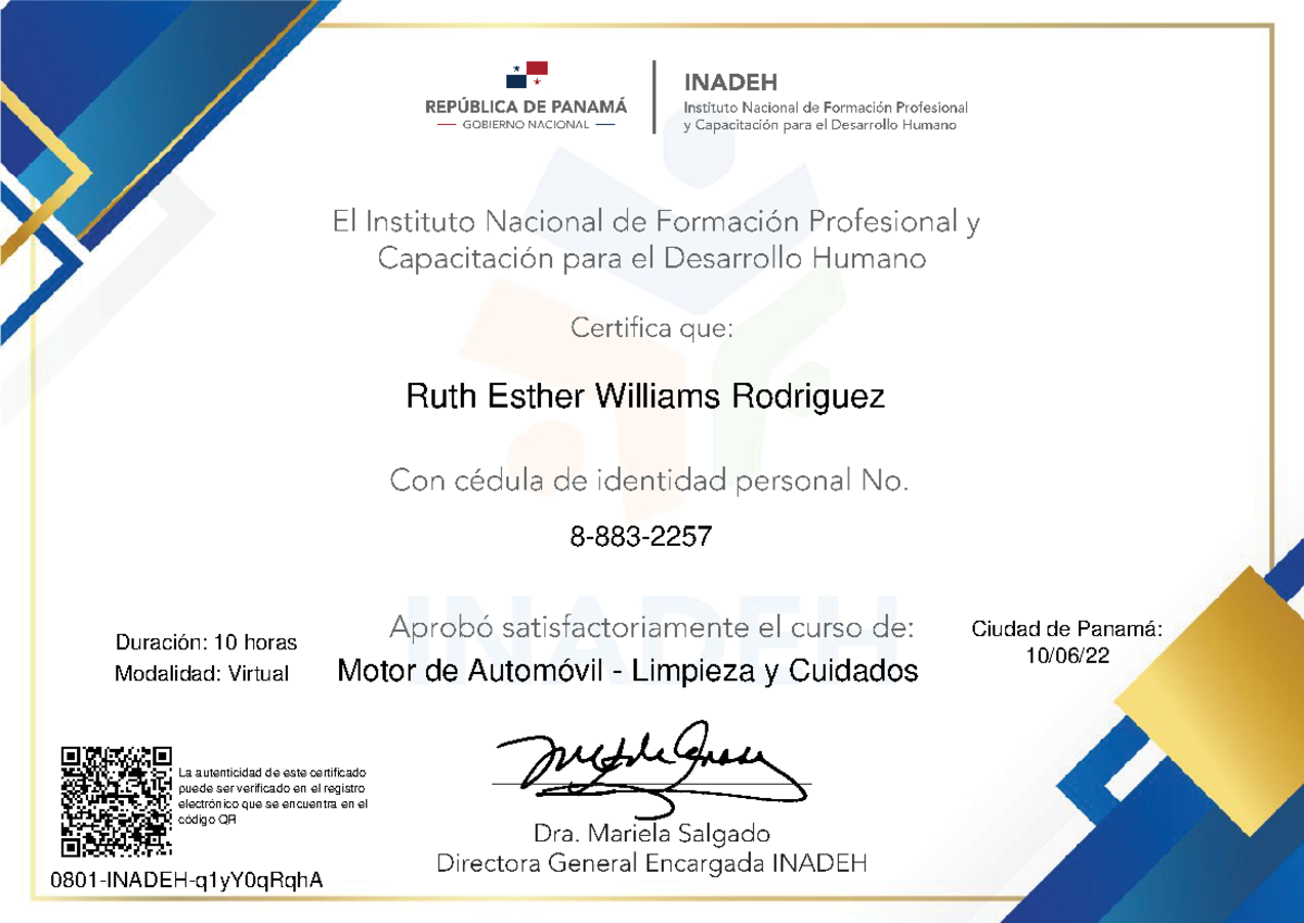 Certificado - czx - historia de Panama - Motor de Automóvil - Limpieza ...