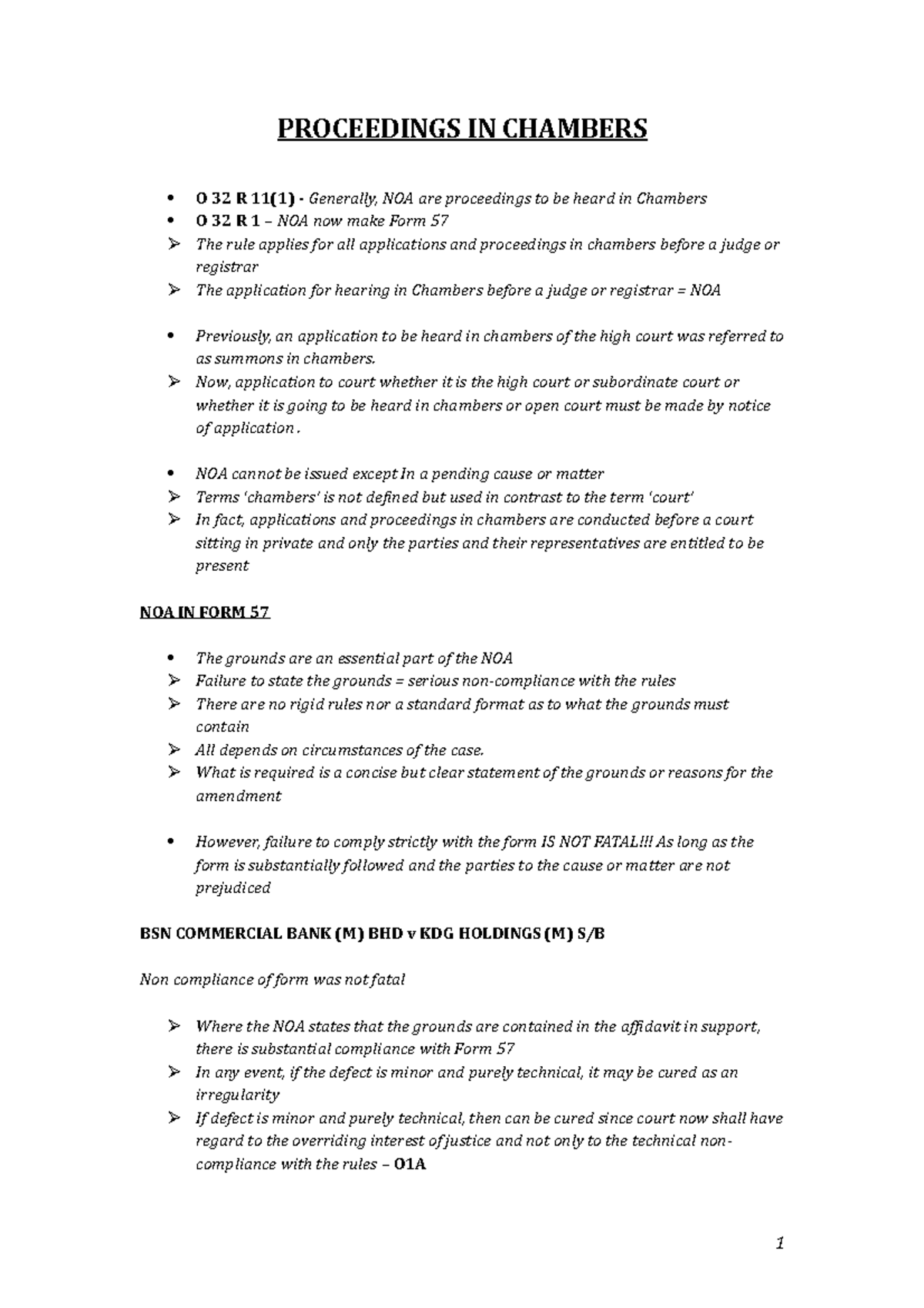 Proceedings IN Chambers - PROCEEDINGS IN CHAMBERS O 32 R 11(1 ...