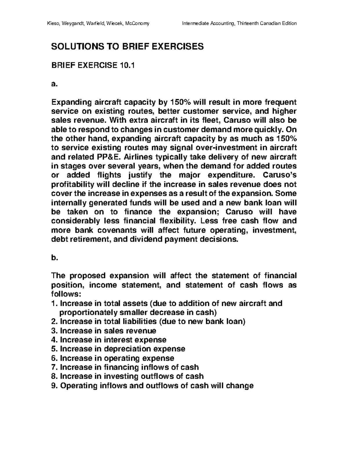 AFA400, Ch 10 Brief Exercise Solutions - SOLUTIONS TO BRIEF EXERCISES ...