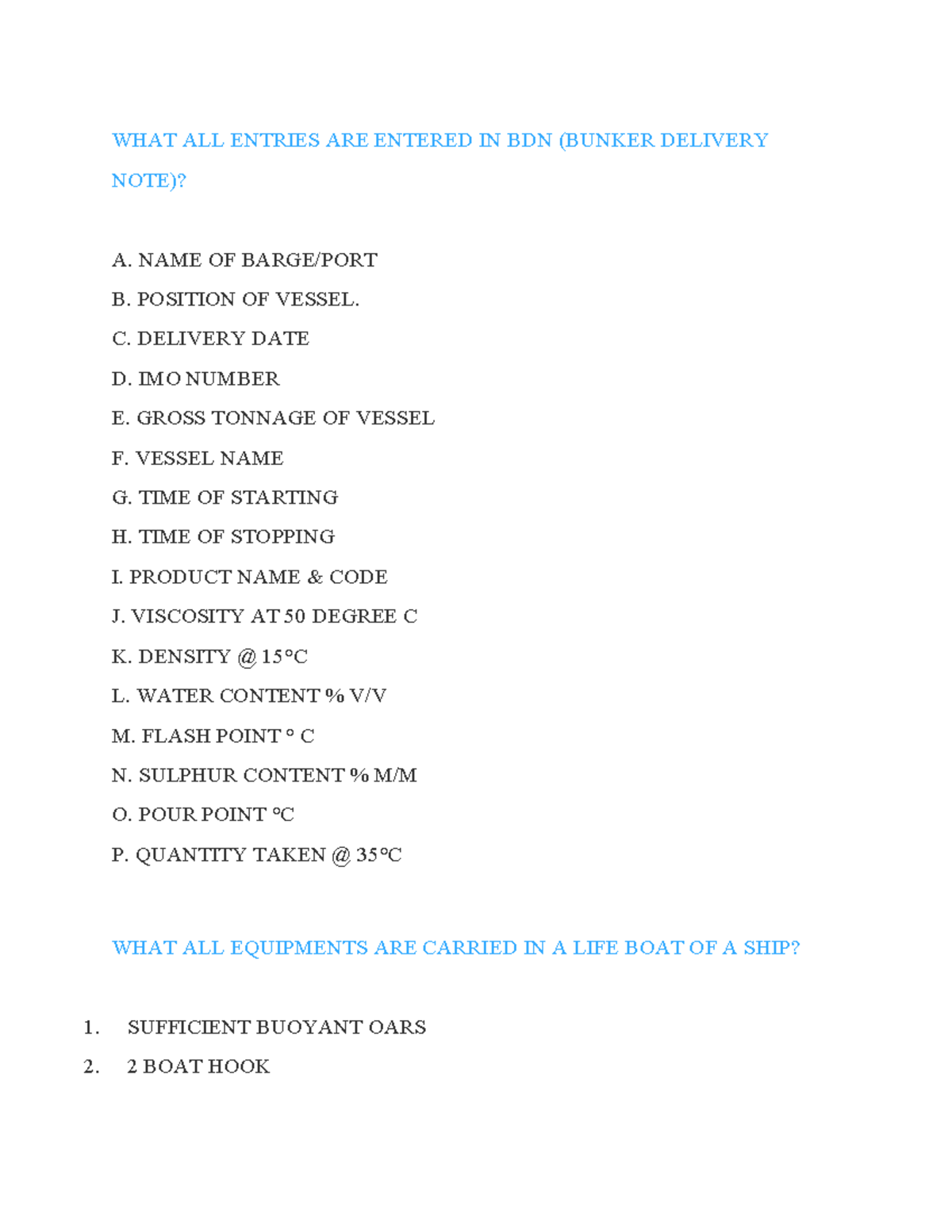 MEO CL IV Combined Notes - WHAT ALL ENTRIES ARE ENTERED IN BDN (BUNKER ...