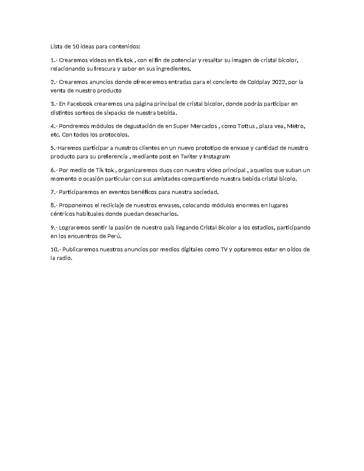 Lista de 10 ideas para contenidos - Lista de 10 ideas para contenidos ...