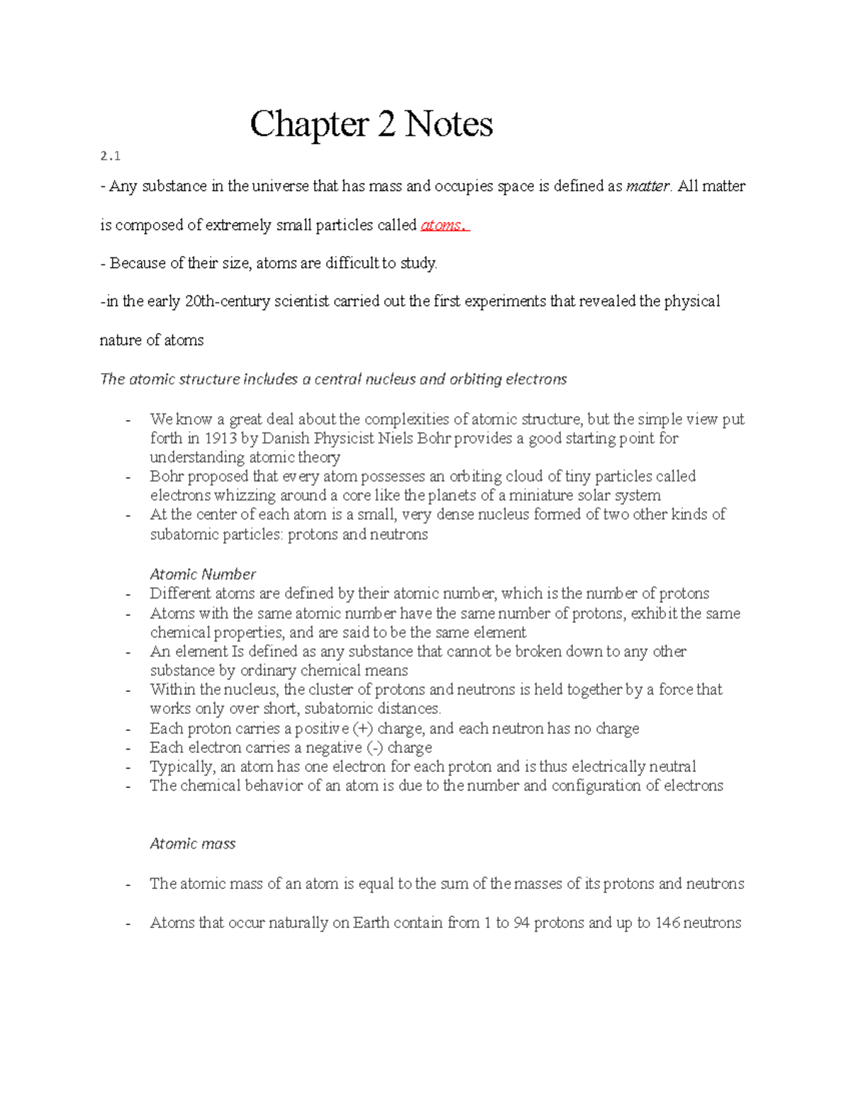 Bio chapter 2 Notebook Notes - Chapter 2 Notes Any substance in the ...