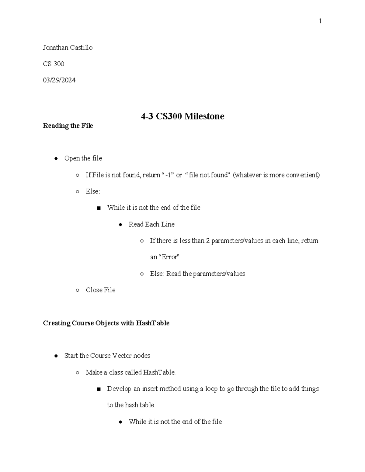 4-3 CS300 Milestone - I dont know if this is the correct assignment - 1 Jonathan Castillo CS 300 ...