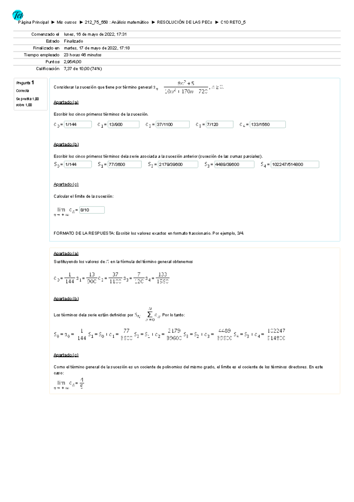 C10 RETO 5 subir - Última PEC de la asignatura resulta. Dos intentos realizados. El segundo ...
