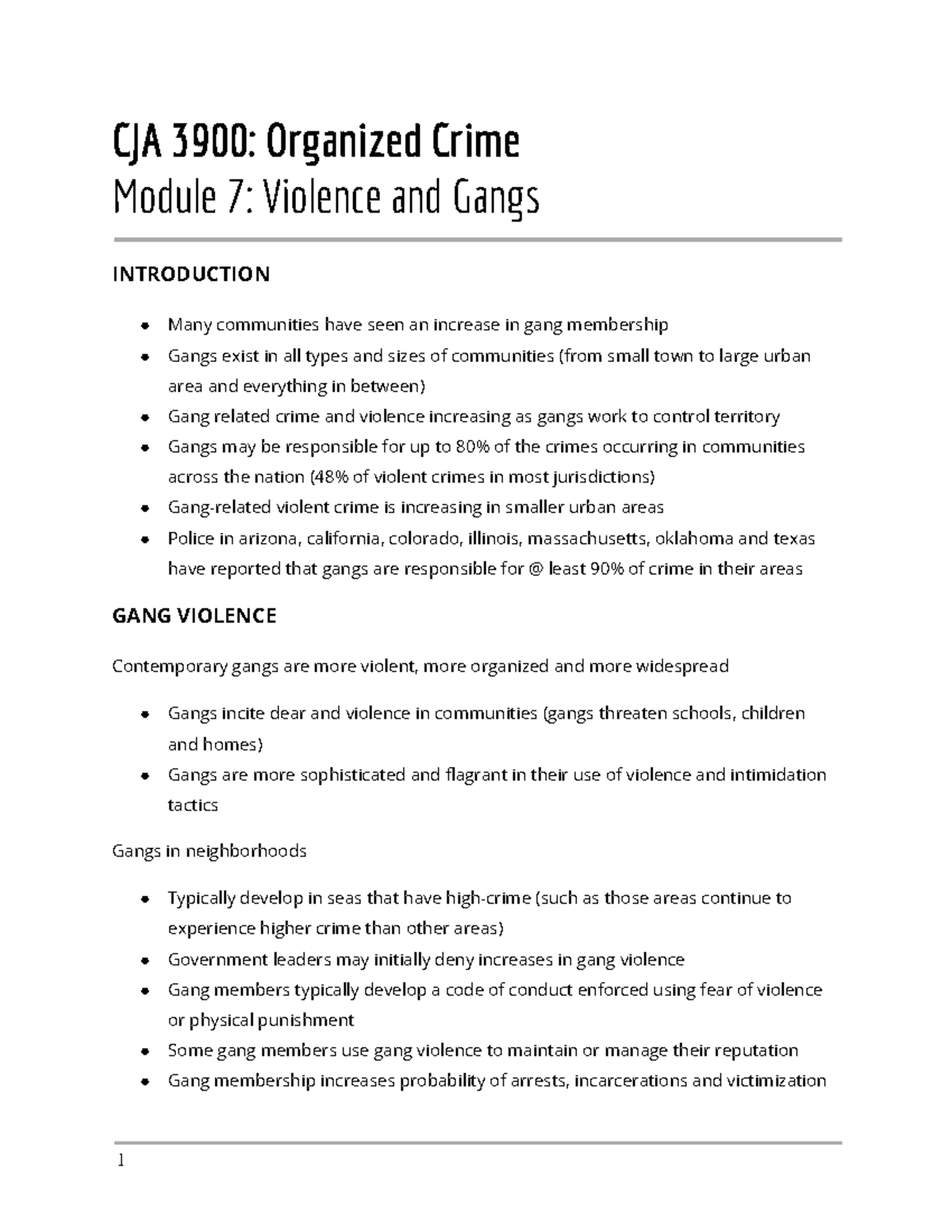 CJA3900 module 7 - powerpoint presentation/lecture notes for professor ...