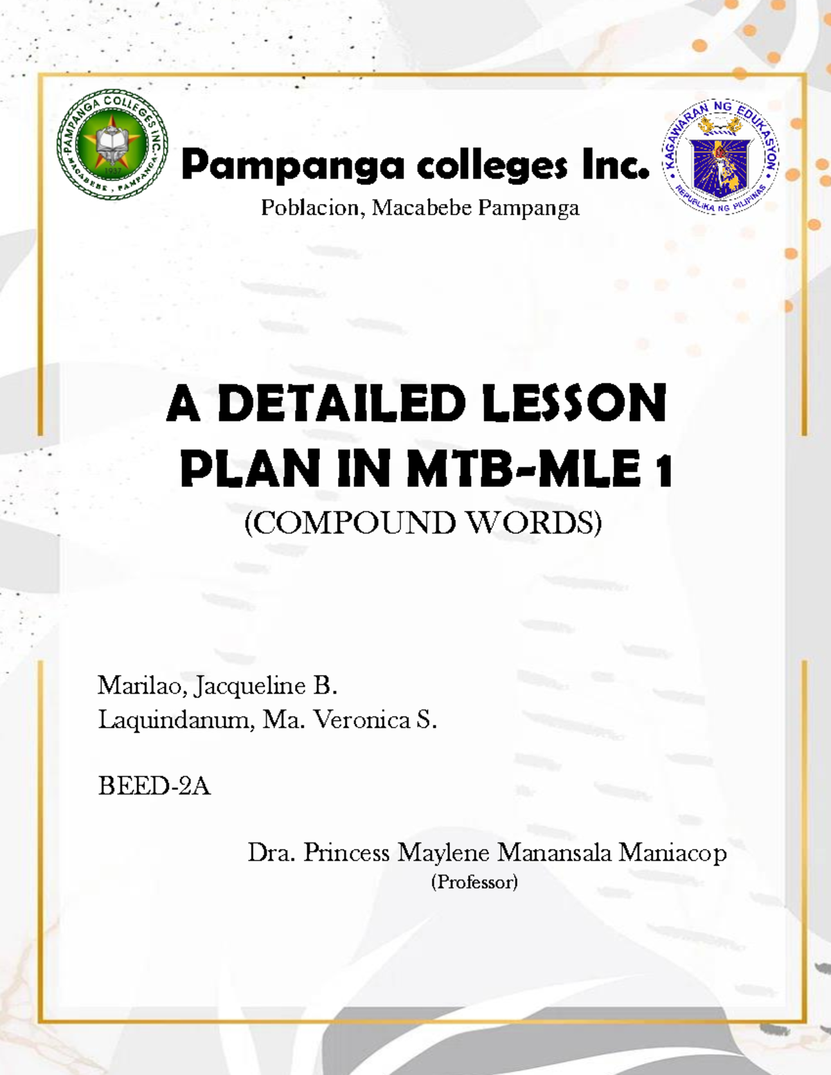 Cover pc-mtbmle - Beed Generalist - Pampanga colleges Inc. Poblacion ...