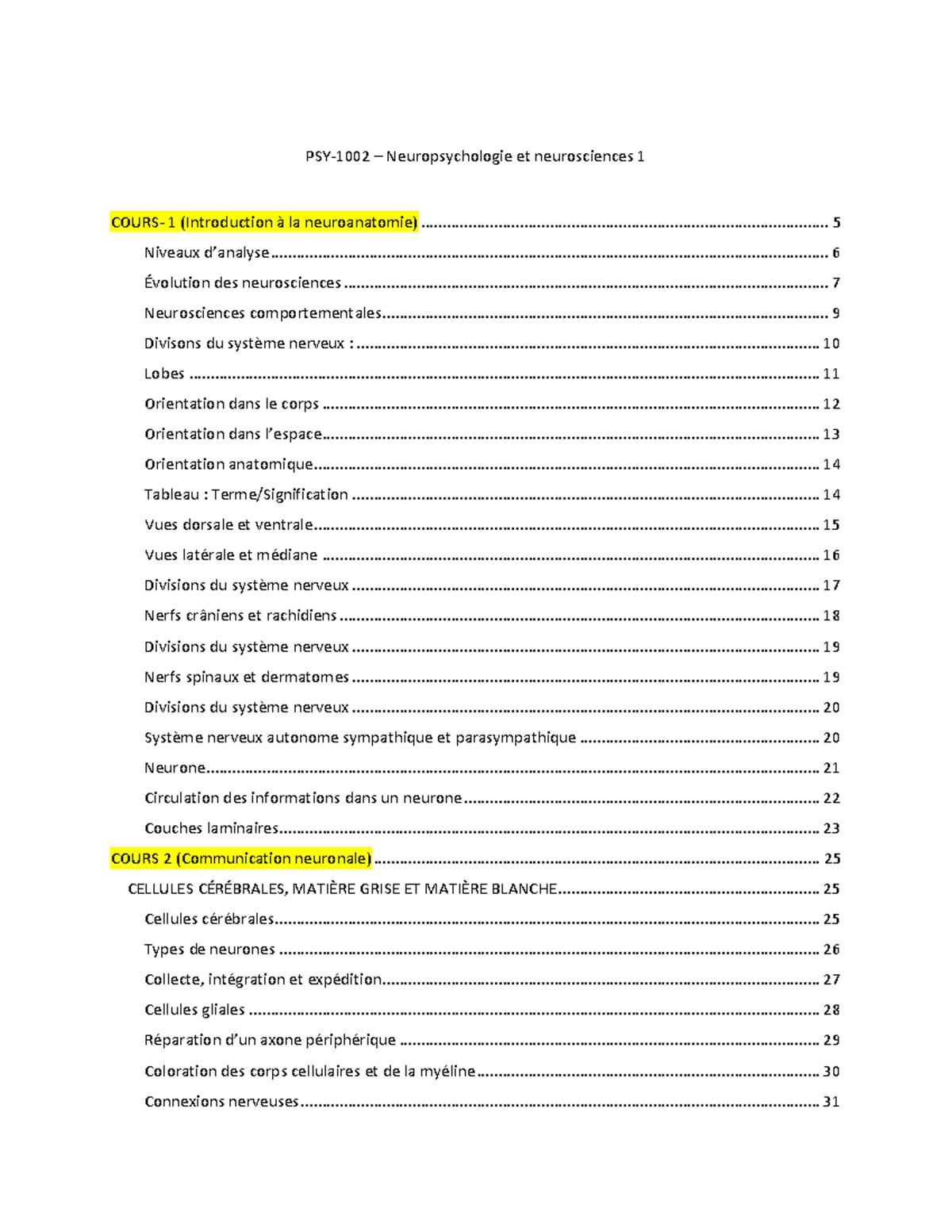 PSY-1002 – Neuropsychologie et neurosciences 1 - POTENTIELS ...