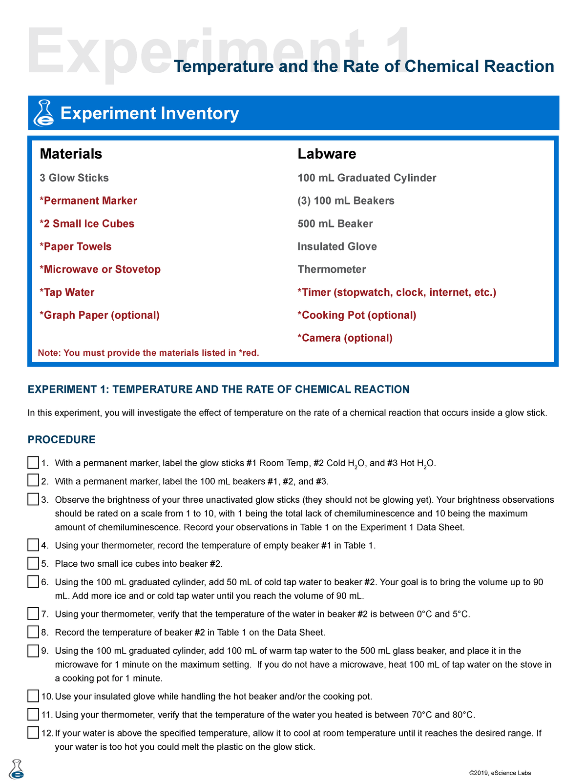 Exp13 - exp 13 - Experiment 1Temperature and the Rate of Chemical ...