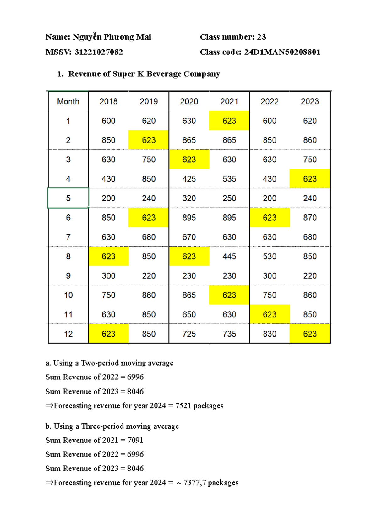 midterm exam of om - Name: Nguyễn Phương Mai MSSV: 31221027082 Class ...