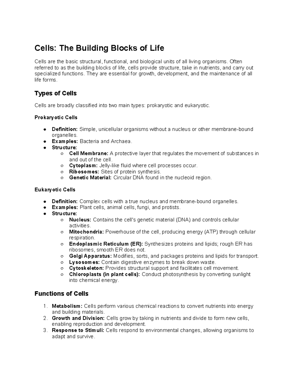 All About Cells - Cells: The Building Blocks of Life Cells are the ...