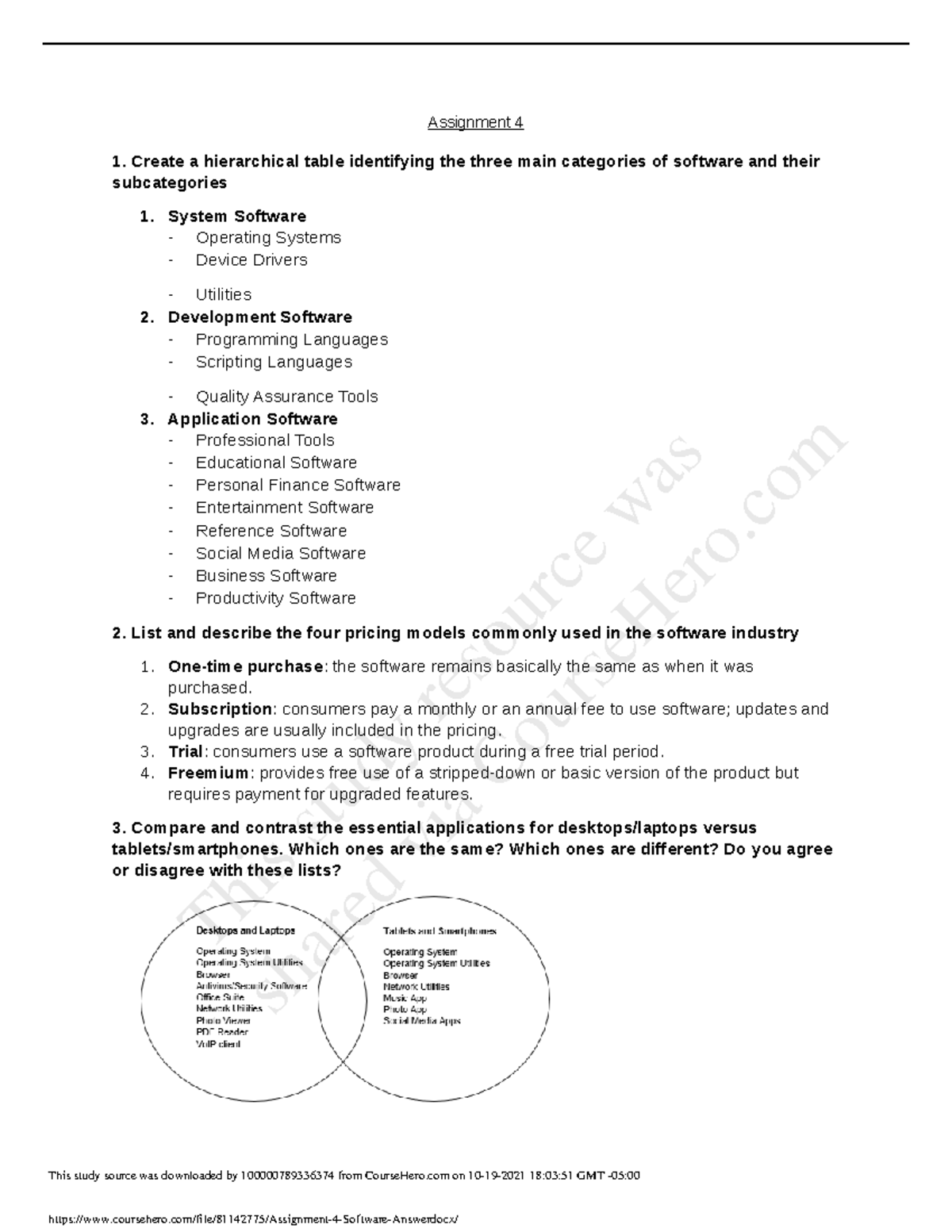 Assignment 4 Software Answer - 104-91 - U of W - Studocu