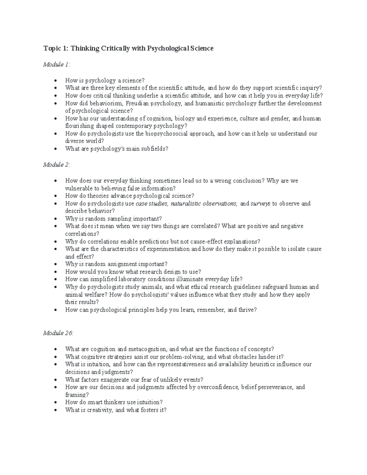 Unit 1 Study guide. - Practice Test Unit 1 - Topic 1: Thinking ...