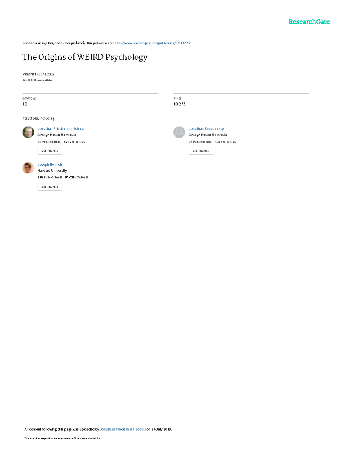 Origin of Weird Psychology - See discussions, stats, and author ...