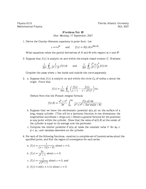 Homework Problem set 1 - Physics 5115 Mathematical Physics Florida ...