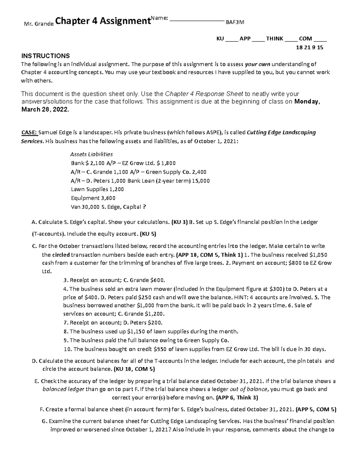 Chapter 4 Assignment Business Studocu
