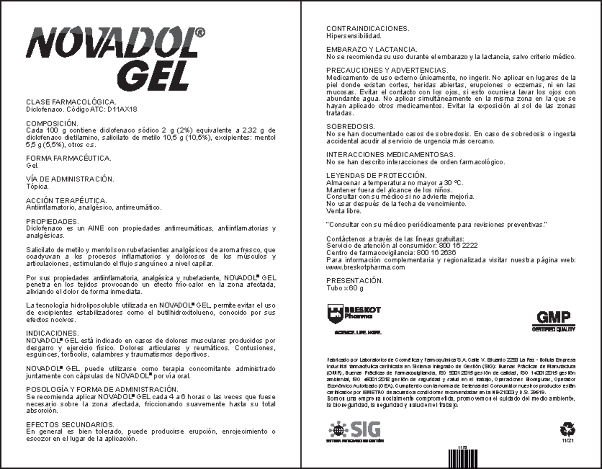 0368 Novadol GEL Inserto - CLASE FARMACOLÓGICA. Diclofenaco. Código ATC ...