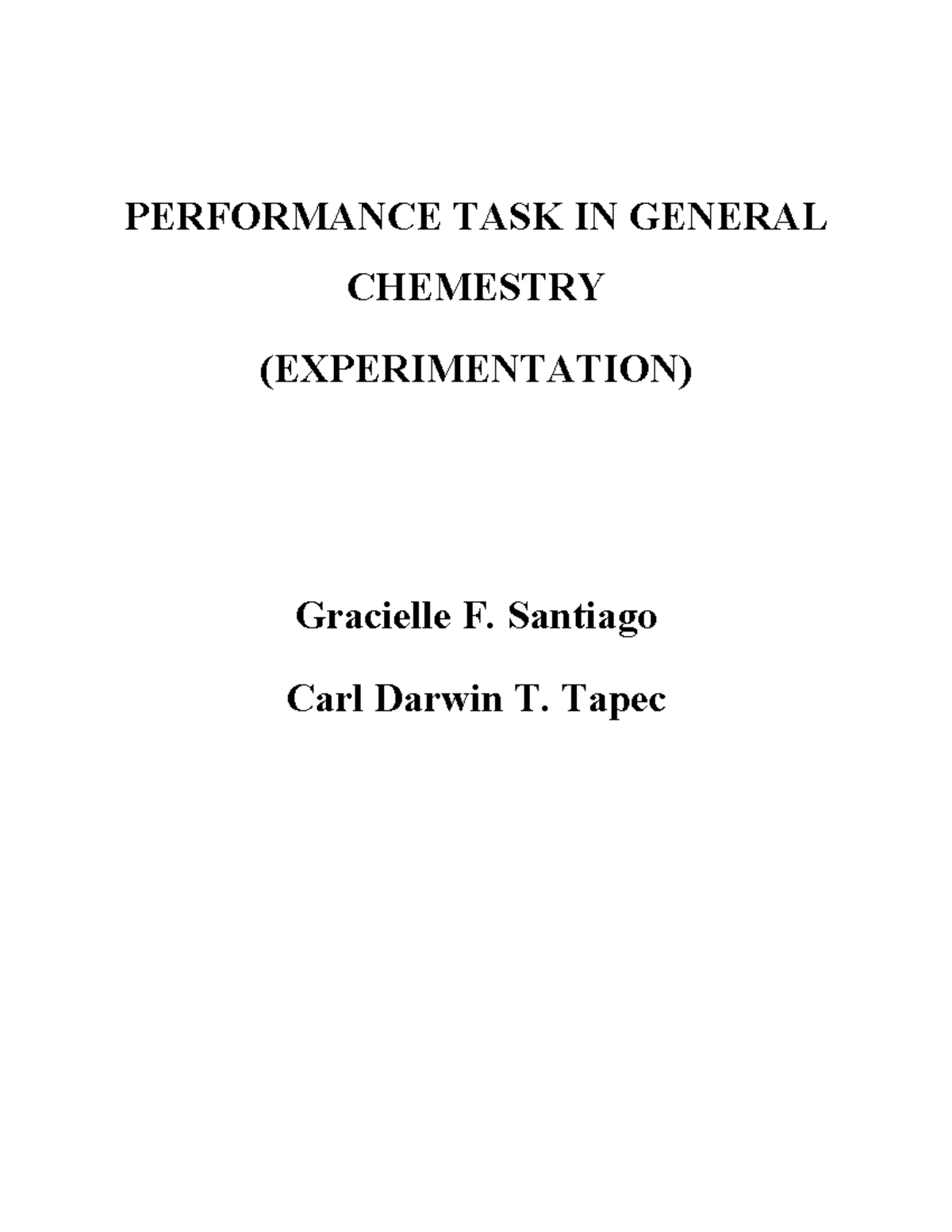 Performance TASK IN General Chemestry - PERFORMANCE TASK IN GENERAL ...
