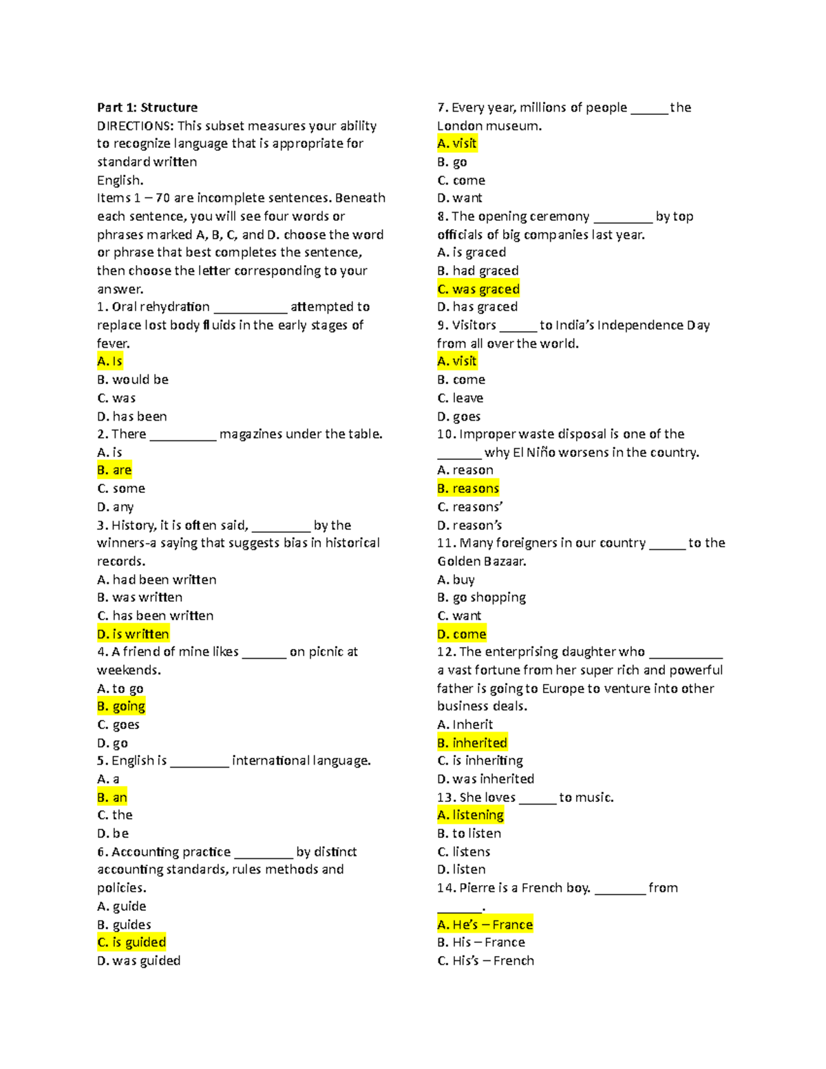 Actual-EPT- Compilation - Part 1: Structure DIRECTIONS: This subset ...