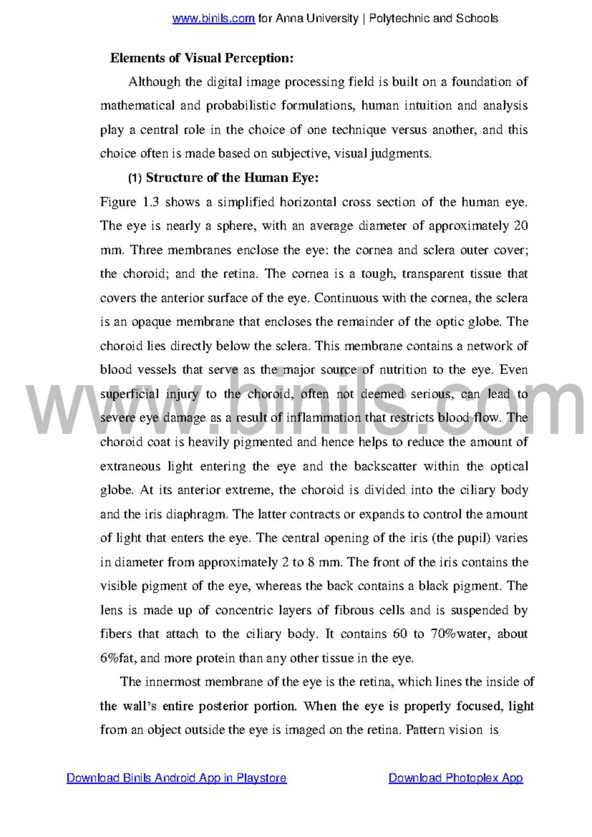 EC8093 UNIT 1 Elements of Visual Perception - Elements of Visual ...