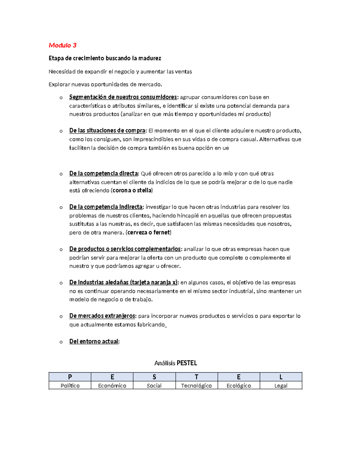 Modulo 3 - Vistazo de clase del módulo 3 - Modulo 3 Etapa de ...