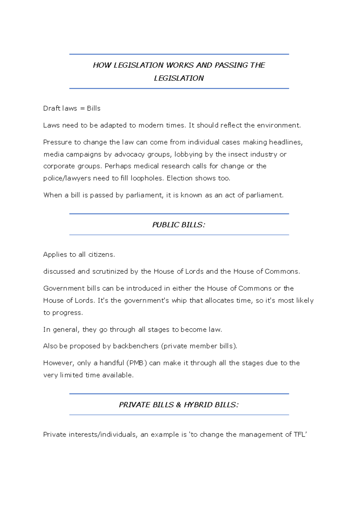 Passing of legislation - HOW LEGISLATION WORKS AND PASSING THE ...