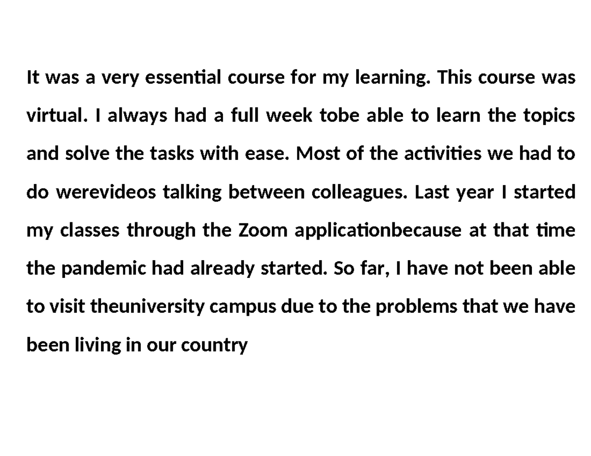 It was a very essential course for my learning - Ingles IV - This ...