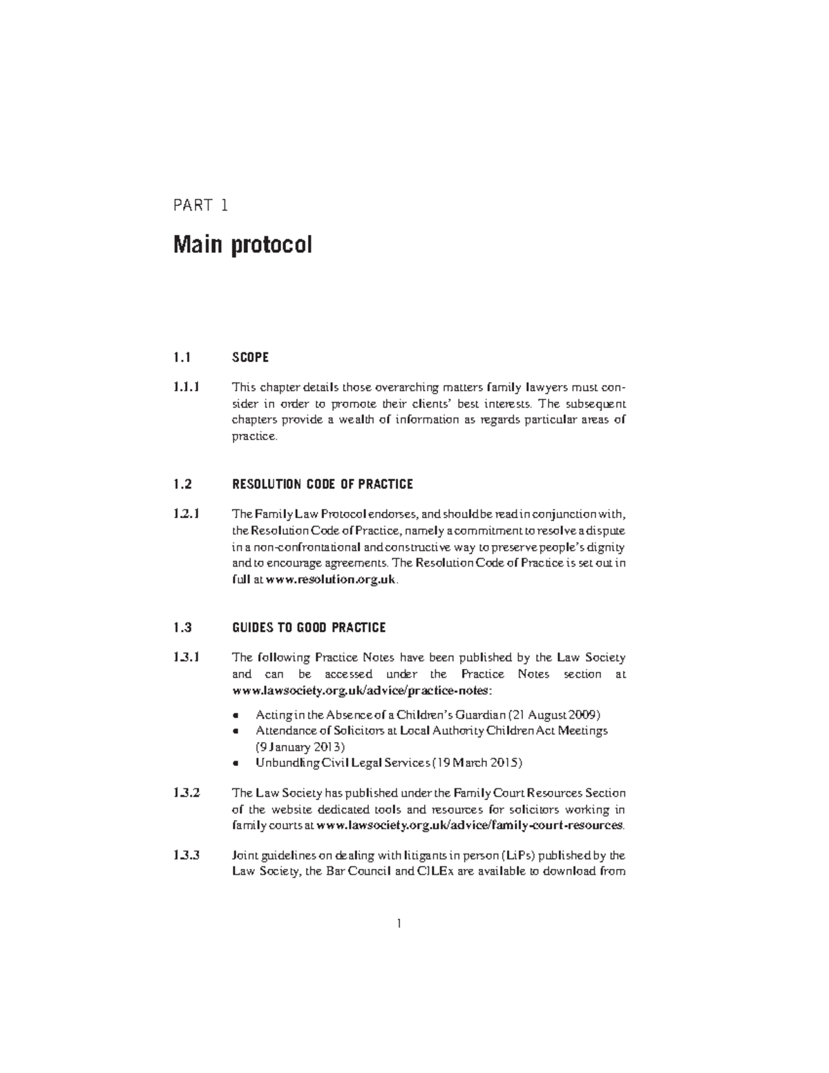 Family law protocol part1 - PART 1 Main protocol 1 SCOPE 1.1 This ...