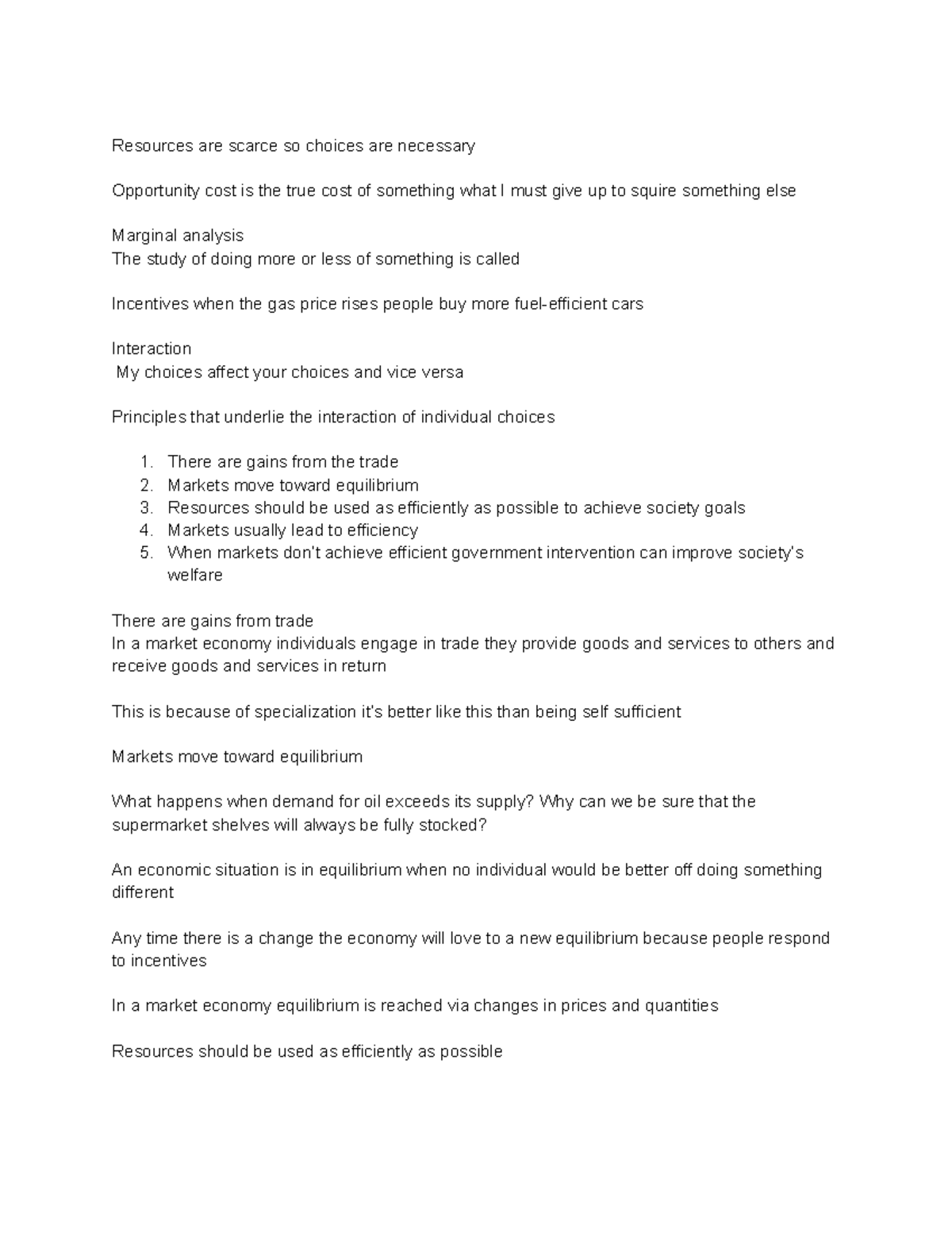 Economics notes - this is great to help study - Resources are scarce so ...