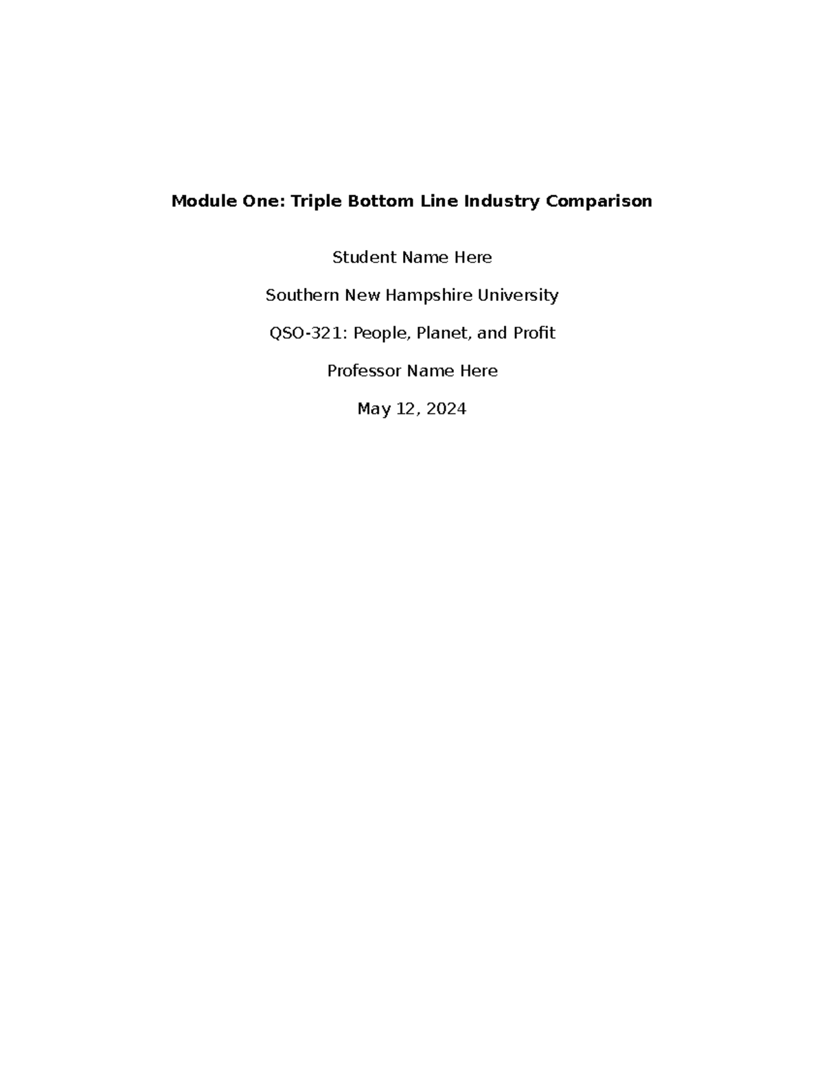 QSO321 Mod One Assignment May 2024 Triple Bottom Line Industry ...