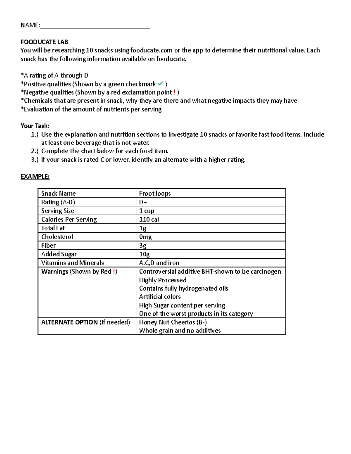 Tyler Drew - Fooducate Lab - NAME ...
