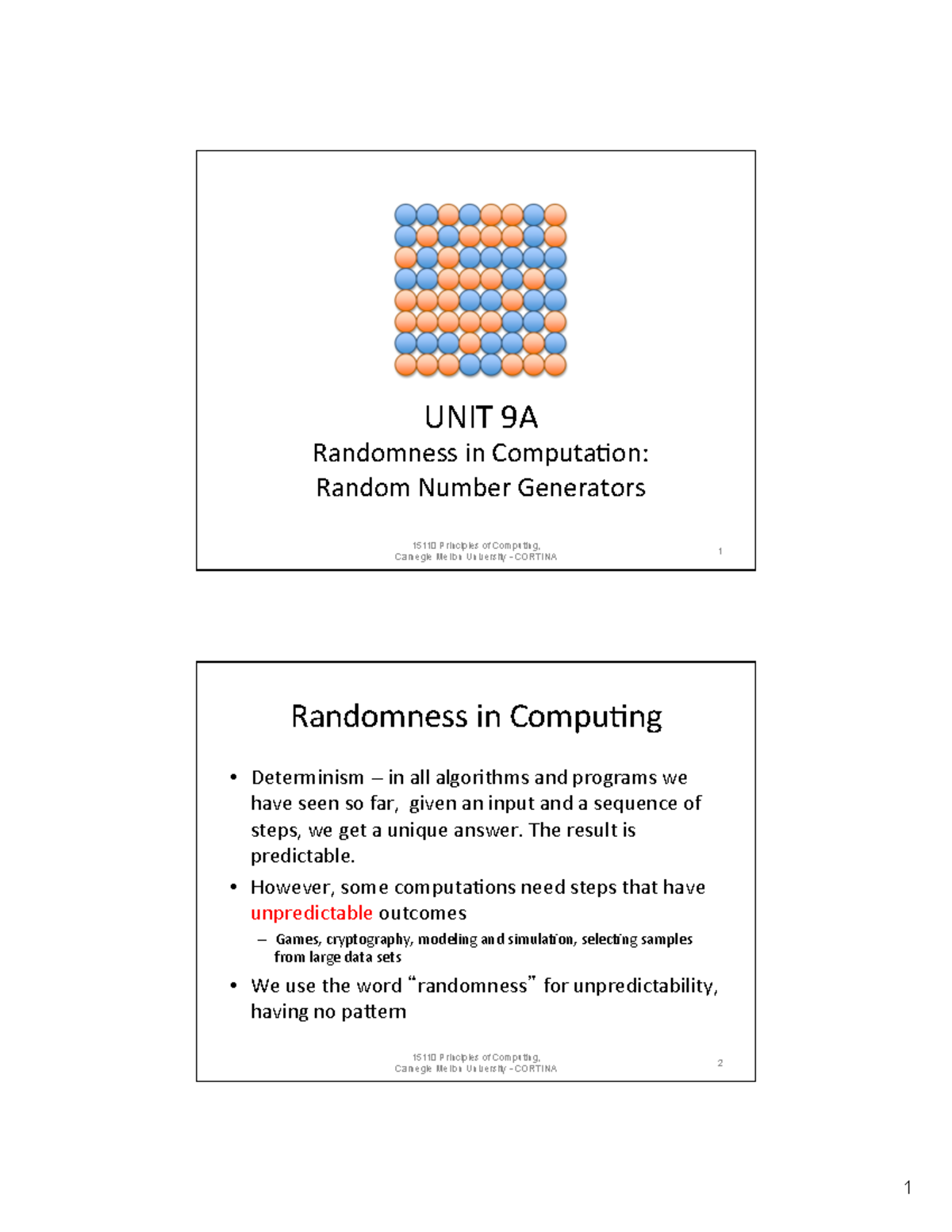 Unit09Pt A - Modelling and Simulation - UNIT 9A Randomness in ...