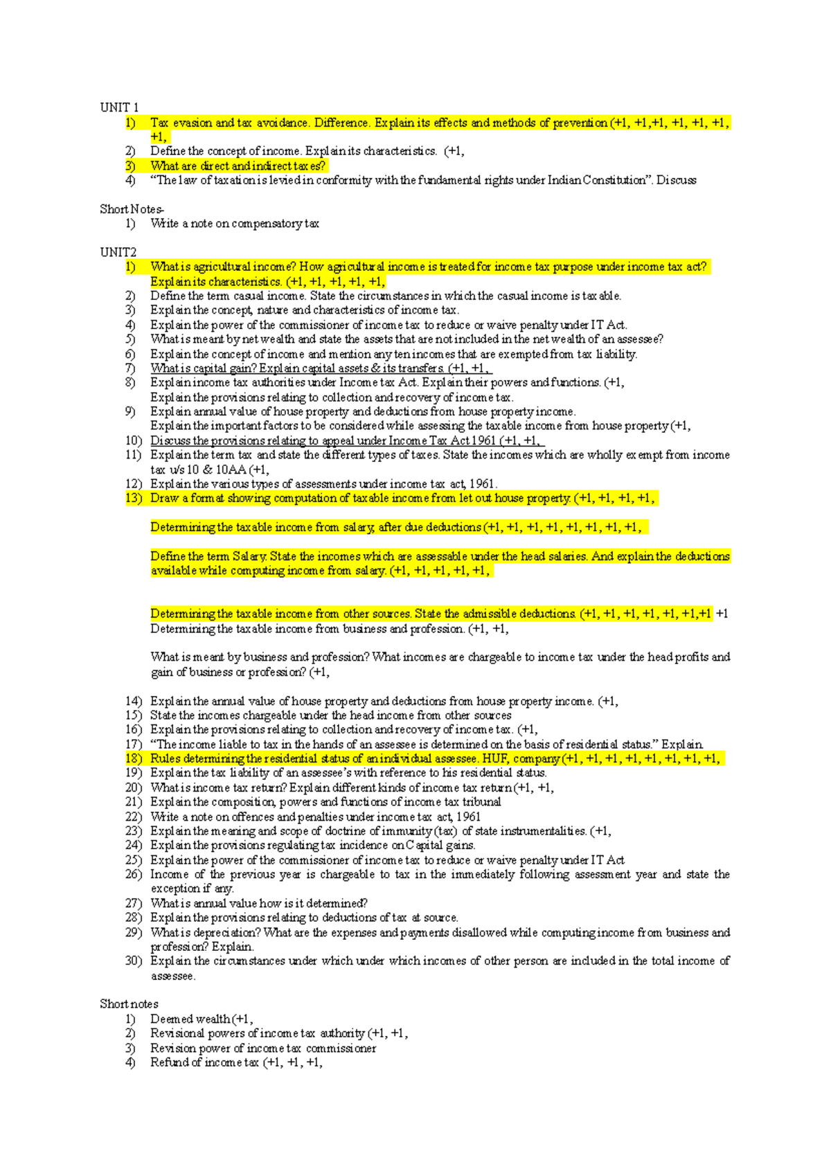 Taxation law que. - UNIT 1 Tax evasion and tax avoidance. Difference ...