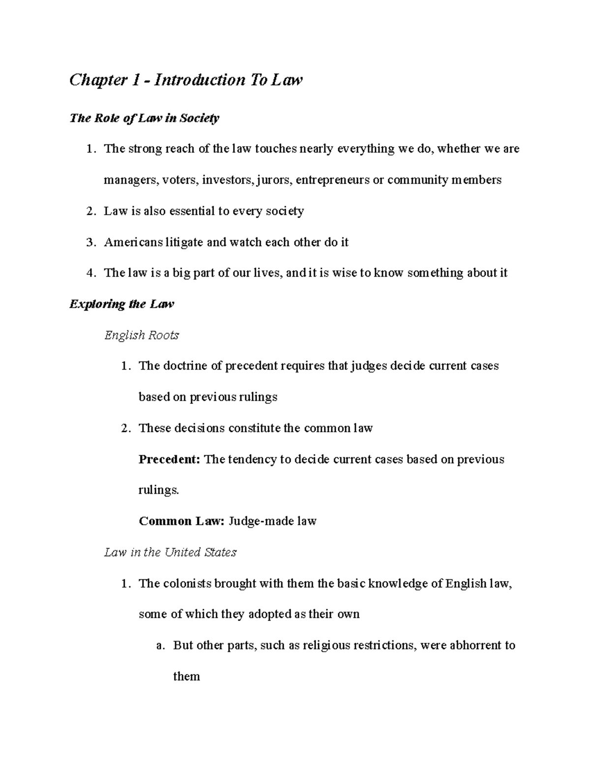 Chapter 1 - Introduction To Law - The strong reach of the law touches ...