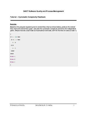 Tutorial - Cyclomatic Complexity v4 - 340CT Software Quality and ...