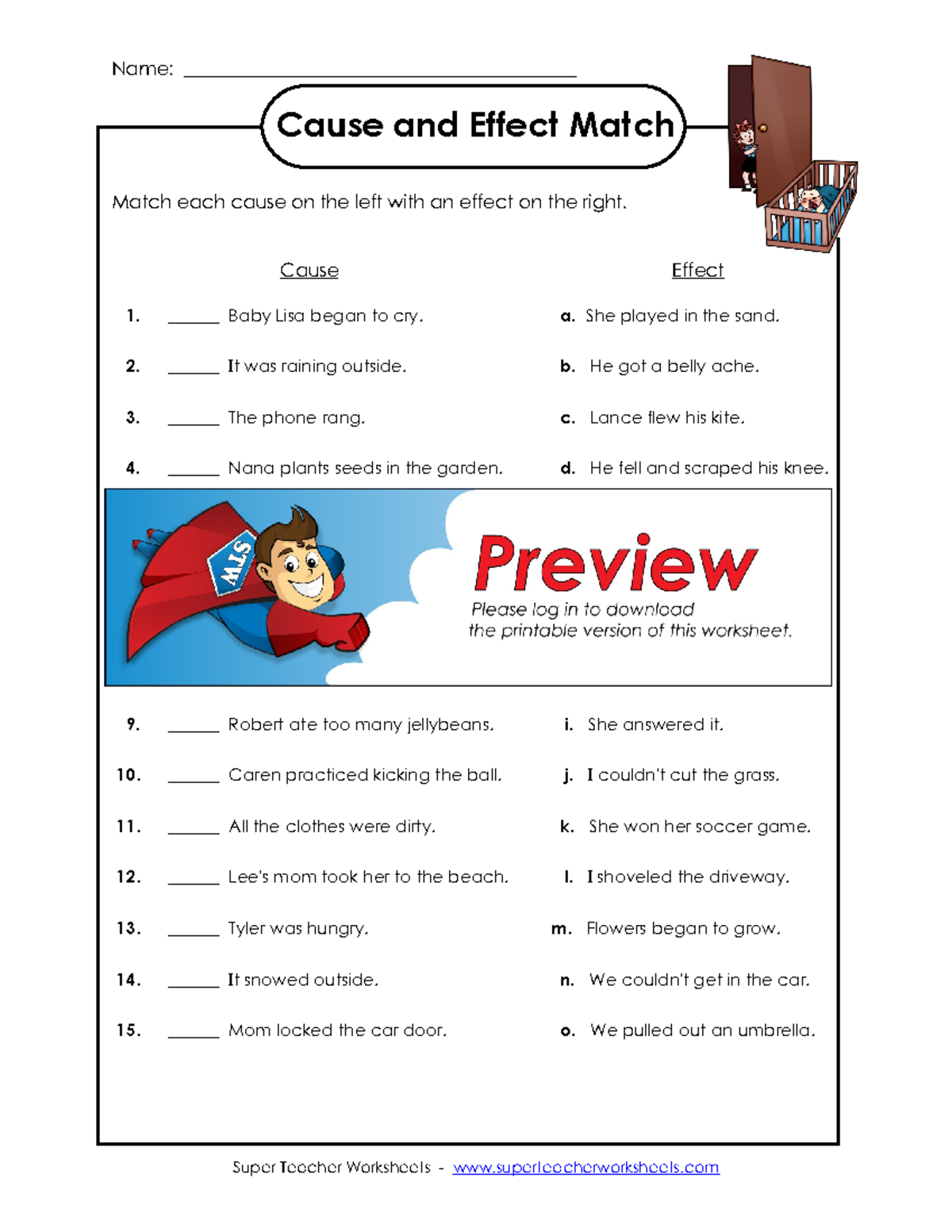 Causeeffect 4 - Worksheet - Name ...