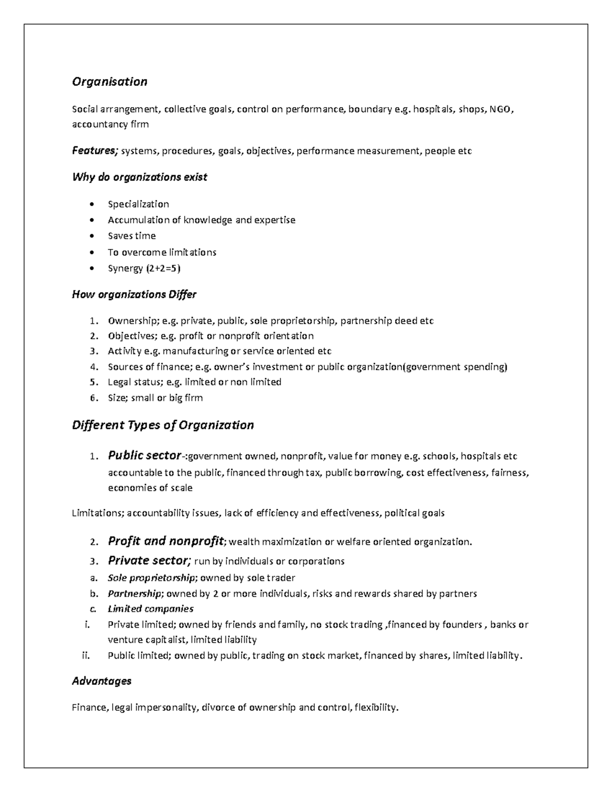 1. Organisation - FBT Chapter 1 Lecture Notes - Organisation Social ...