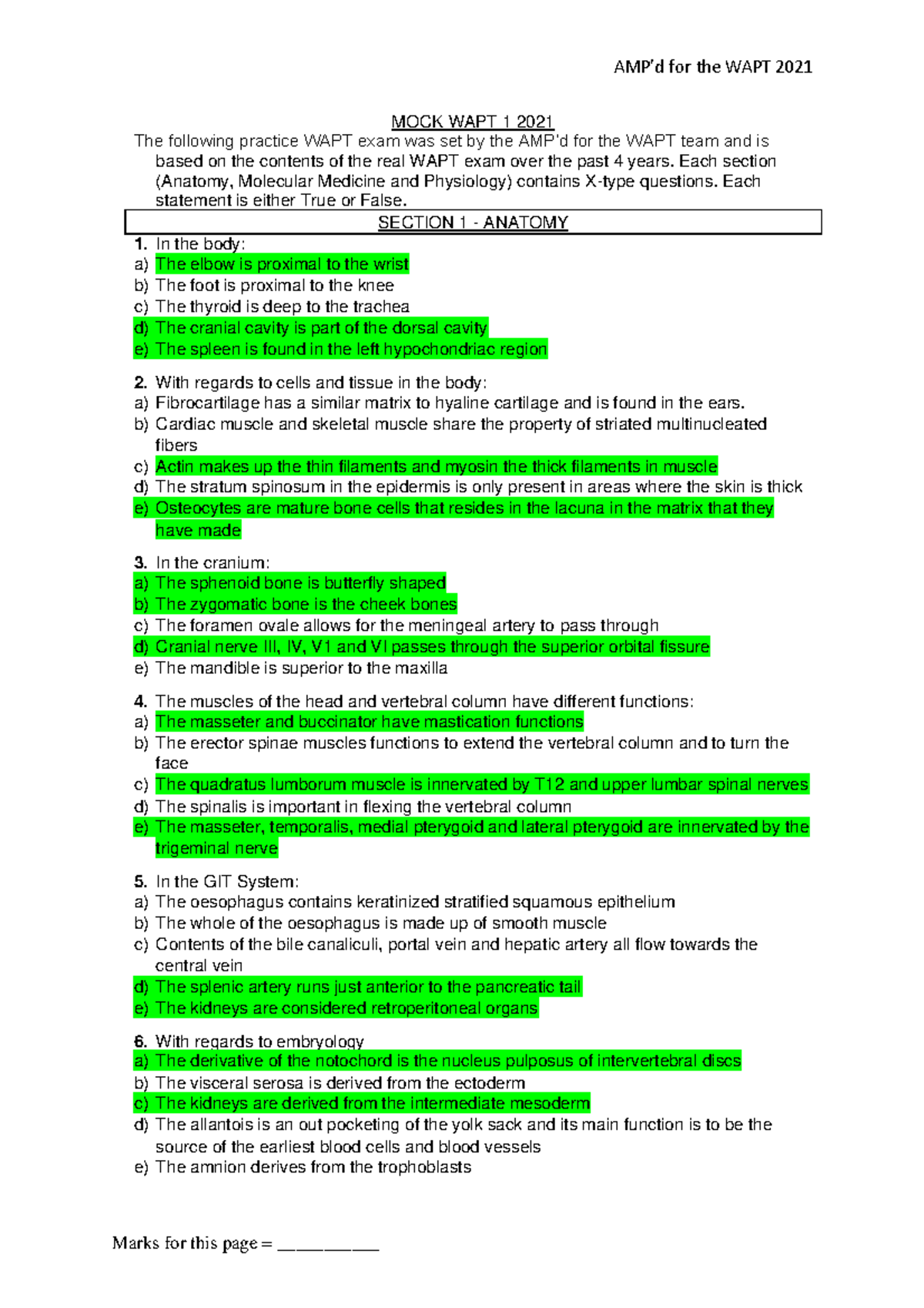 MOCK WAPT 2021 memo - practice questions - MOCK WAPT 1 2021 The following practice WAPT exam was ...