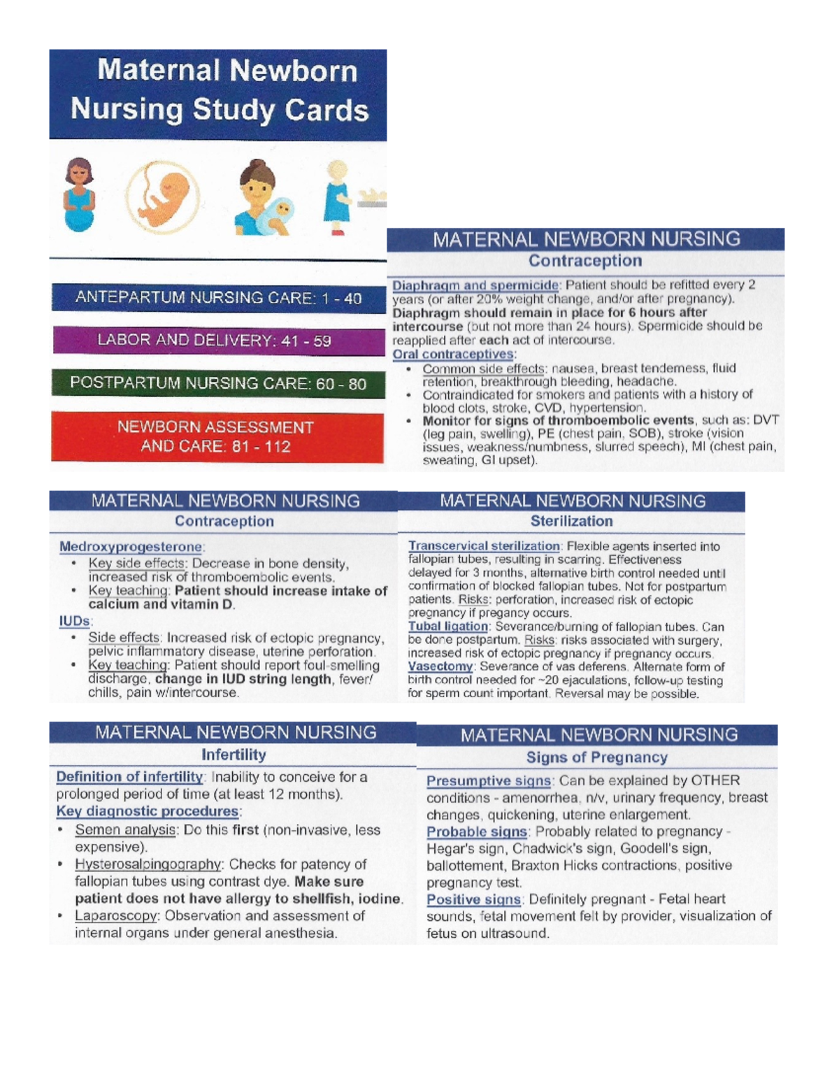Maternal Newborn NOTES - Maternal Newborn Nursing Study Cards MATERNAL ...