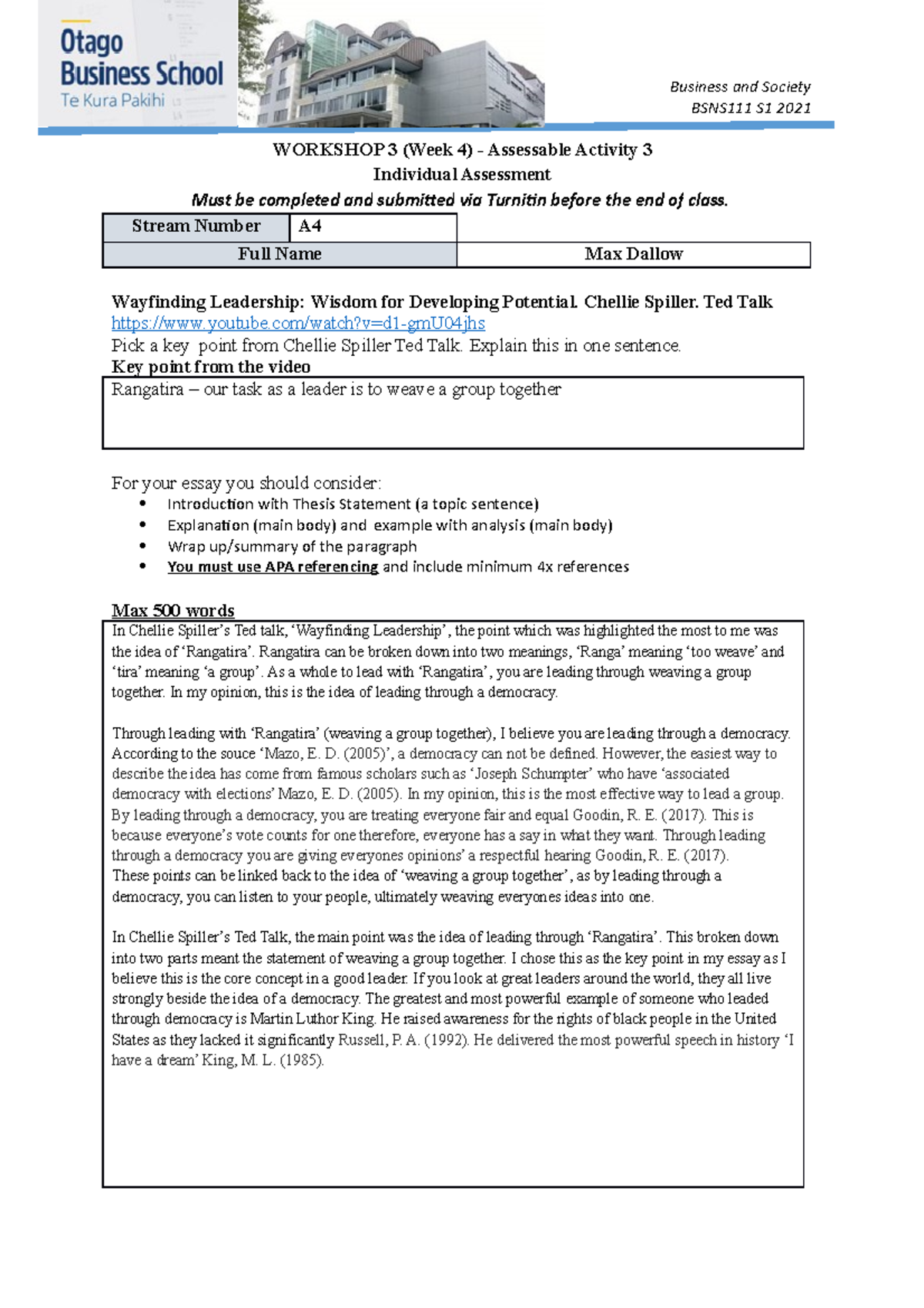 Workshop 3 worksheet BSNS111 - Business and Society BSNS111 S1 2021 ...