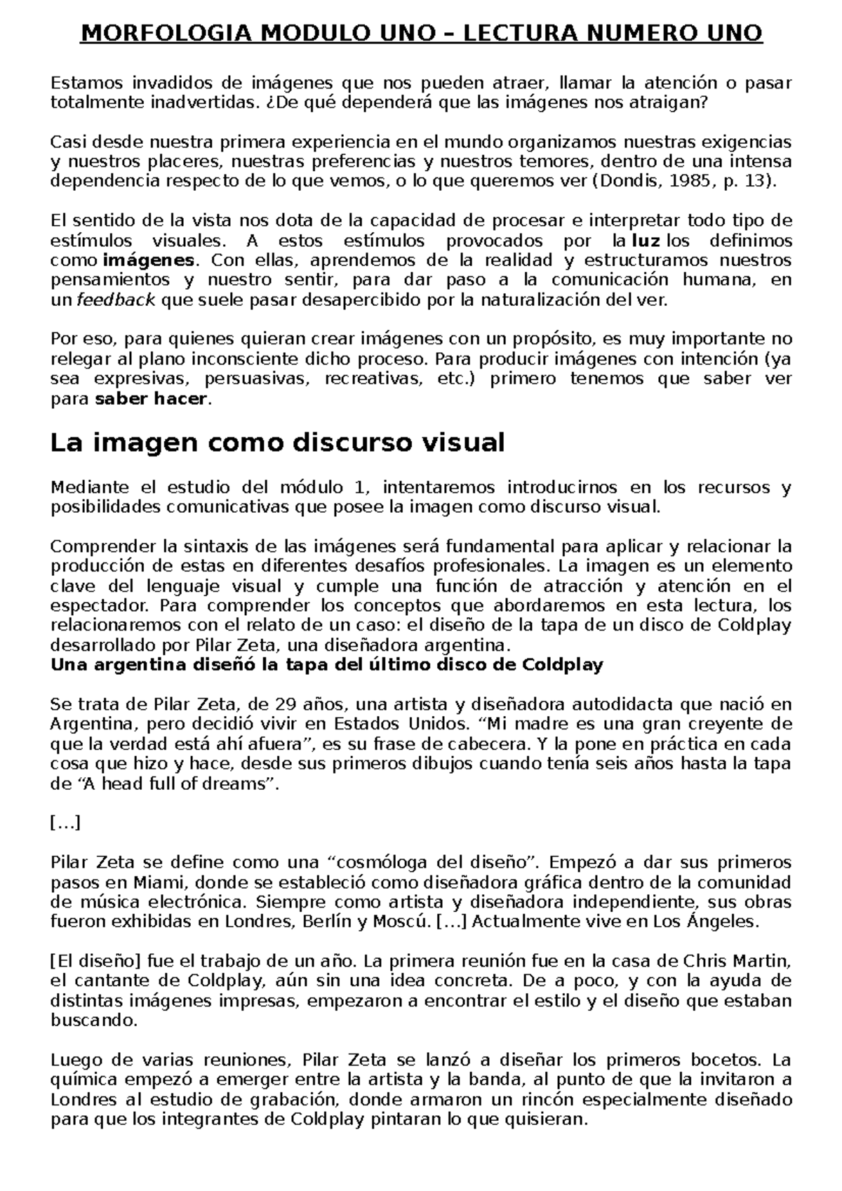 Modulo 1 -4 lecturas - UNIVERSIDAD SIGLO XXI - MORFOLOGIA MODULO UNO – LECTURA NUMERO UNO ...