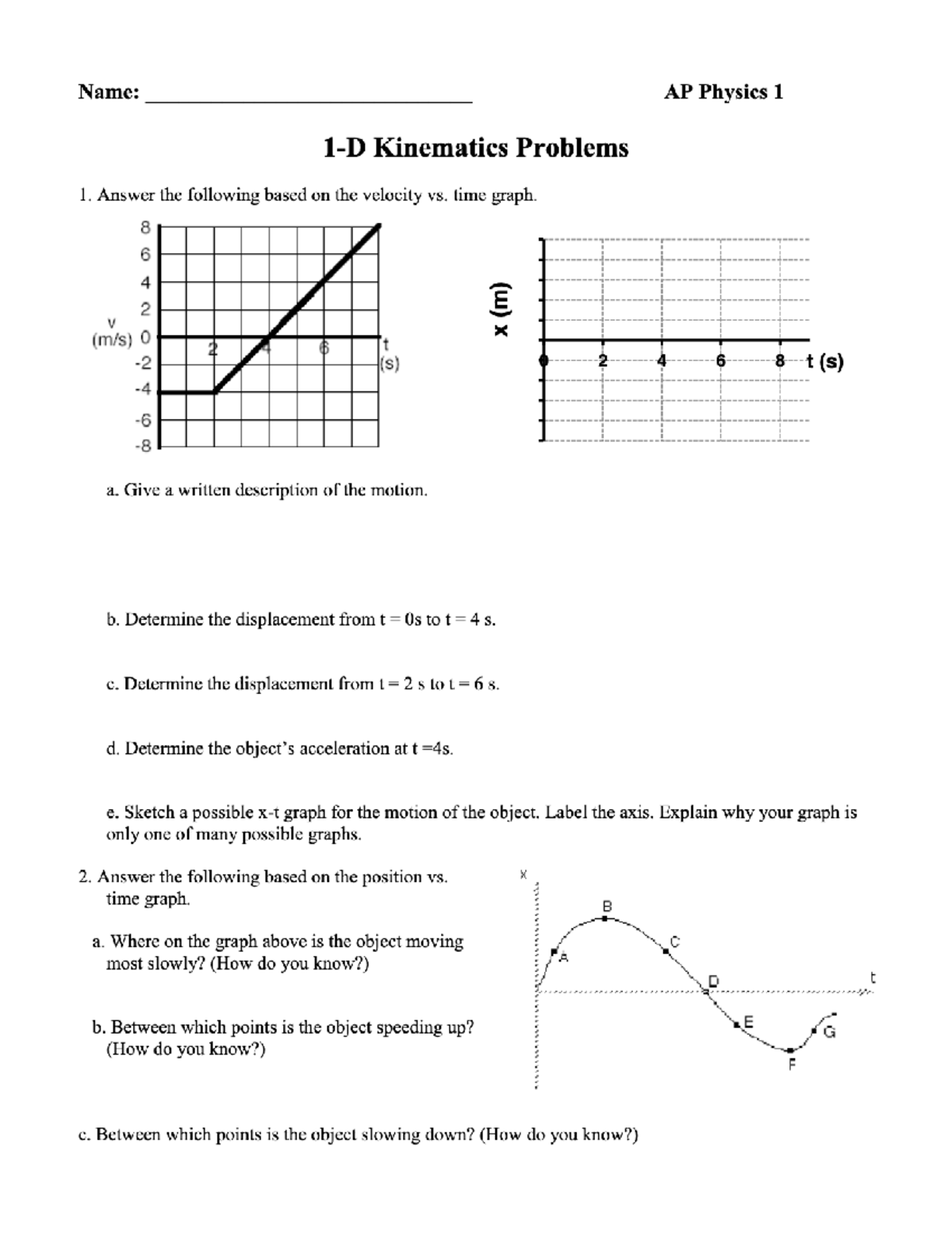 AP Physics 1 1-D Kinematics - Science - Studocu