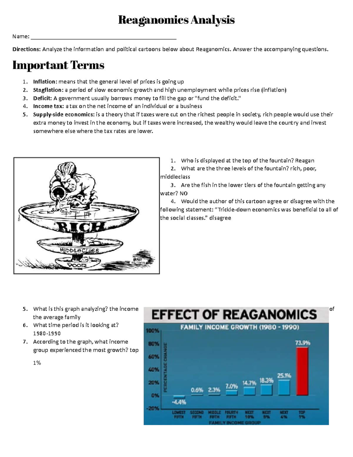 Copy of Copy of Reaganomics Analysis - Reaganomics Analysis Name: - Studocu