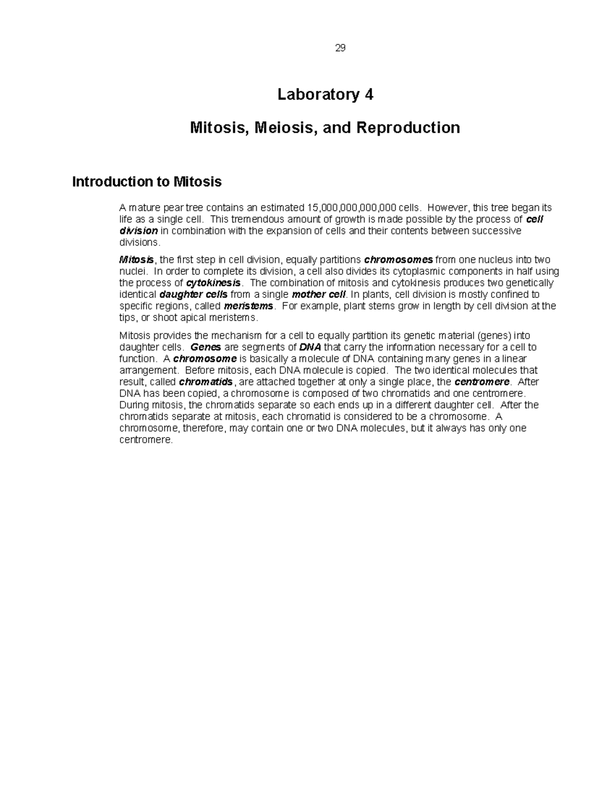 Mitosis meiosis - lr8le8 - Laboratory 4 Mitosis, Meiosis, and ...