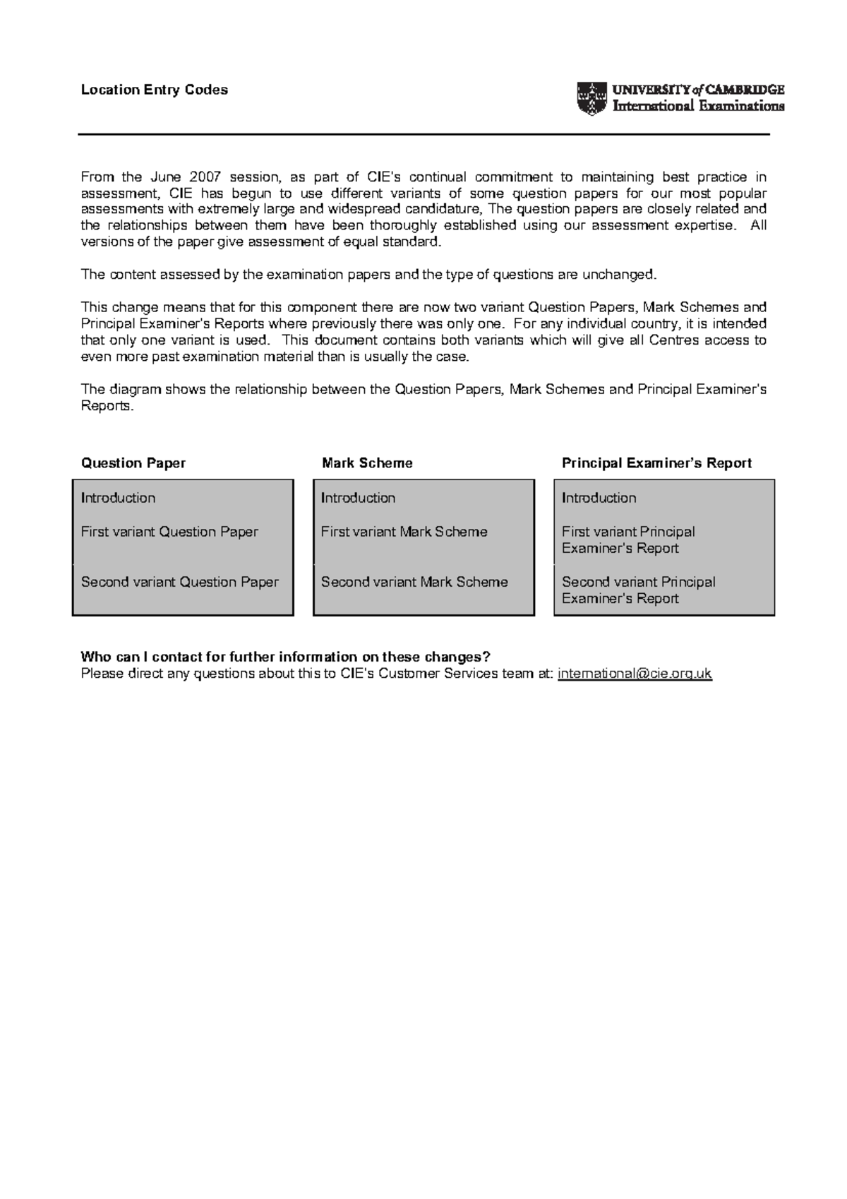 0610 s07 ms 3 - good - Location Entry Codes From the June 2007 session ...