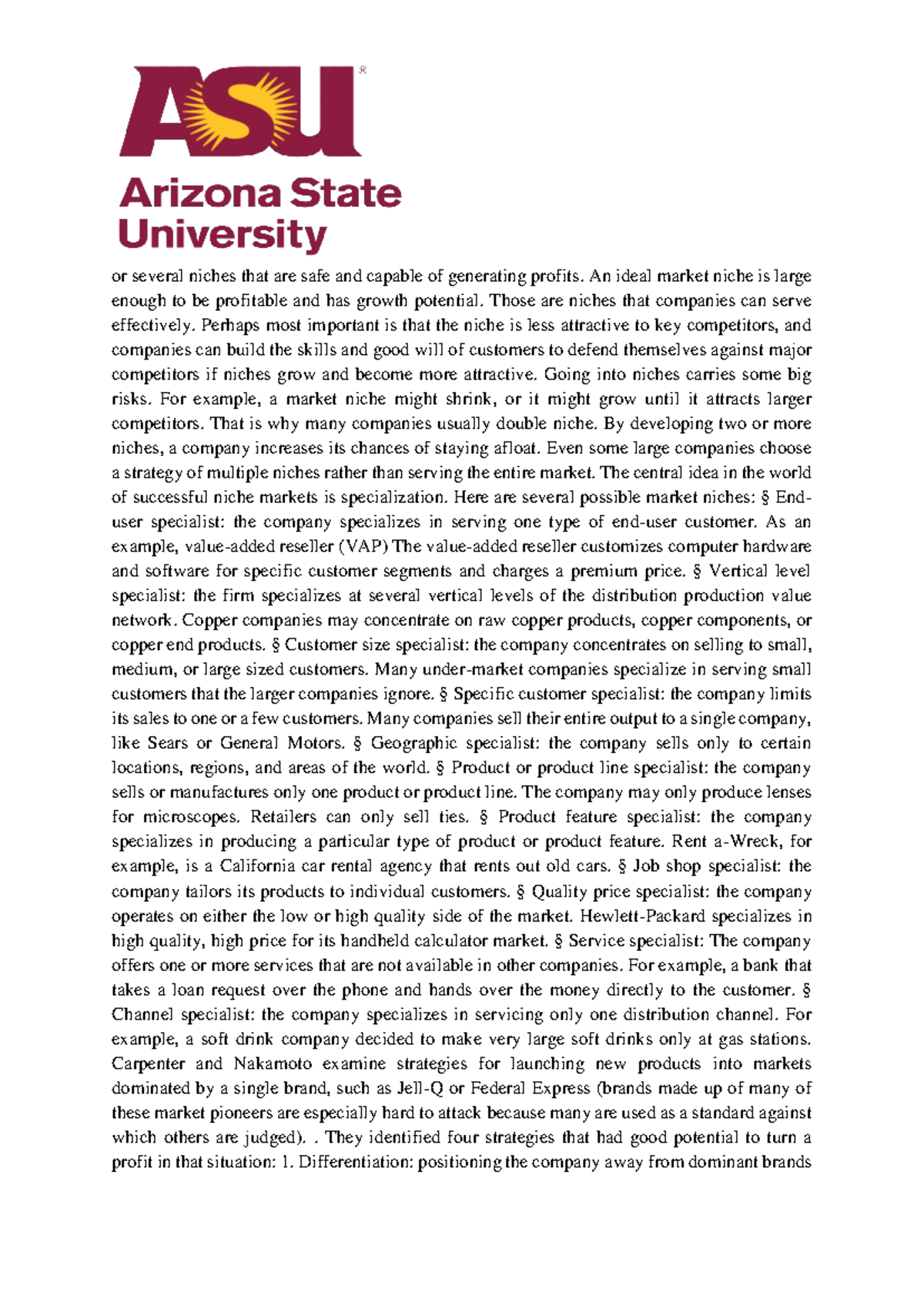 Economic Material in Study of Arizona State University - or several ...