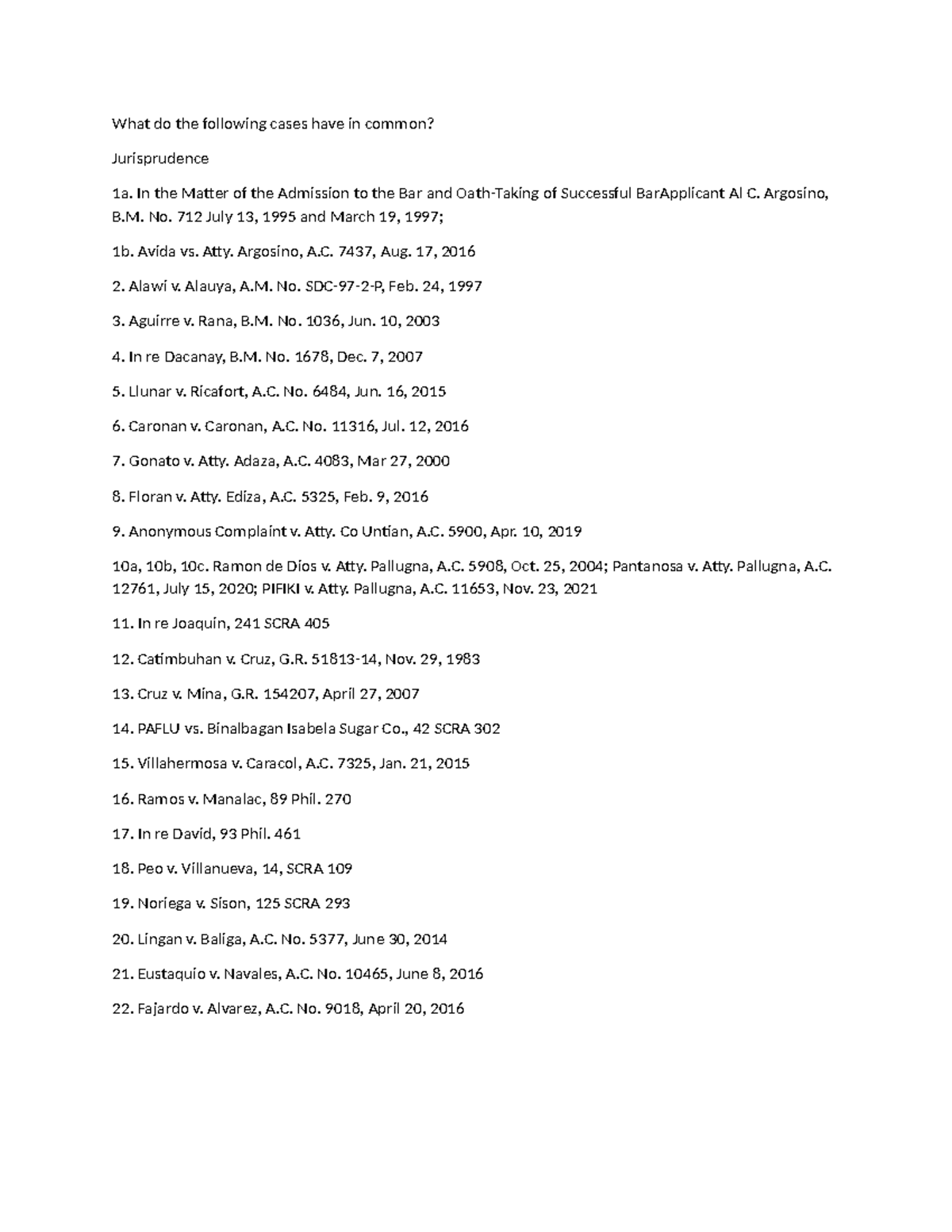 What do the following cases have in common - What do the following ...